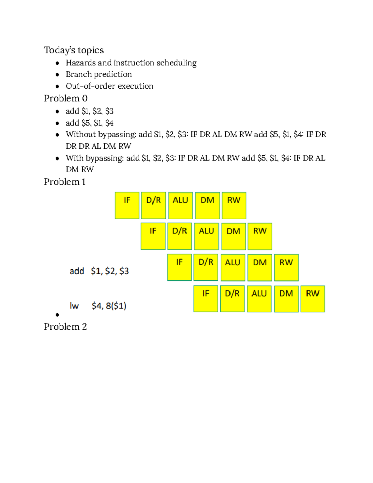 CS ECE 3810 Lecture Notes Class 19 - Today’s topics Hazards and ...