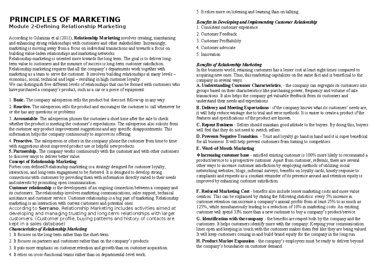 MOD 2 (Principles of Marketing summaries) - PRINCIPLES OF MARKETING ...
