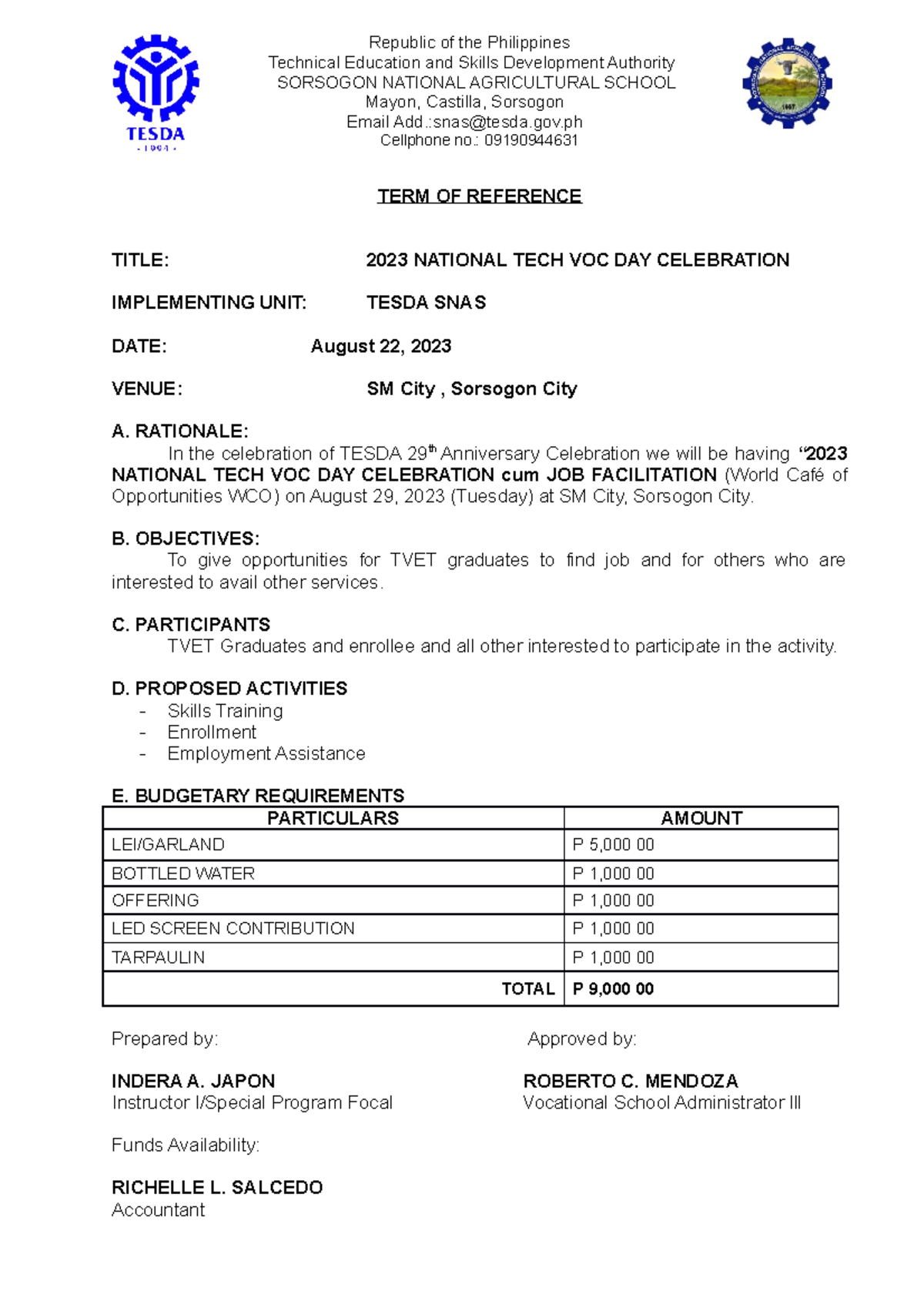 WCO - reference - Republic of the Philippines Technical Education and ...