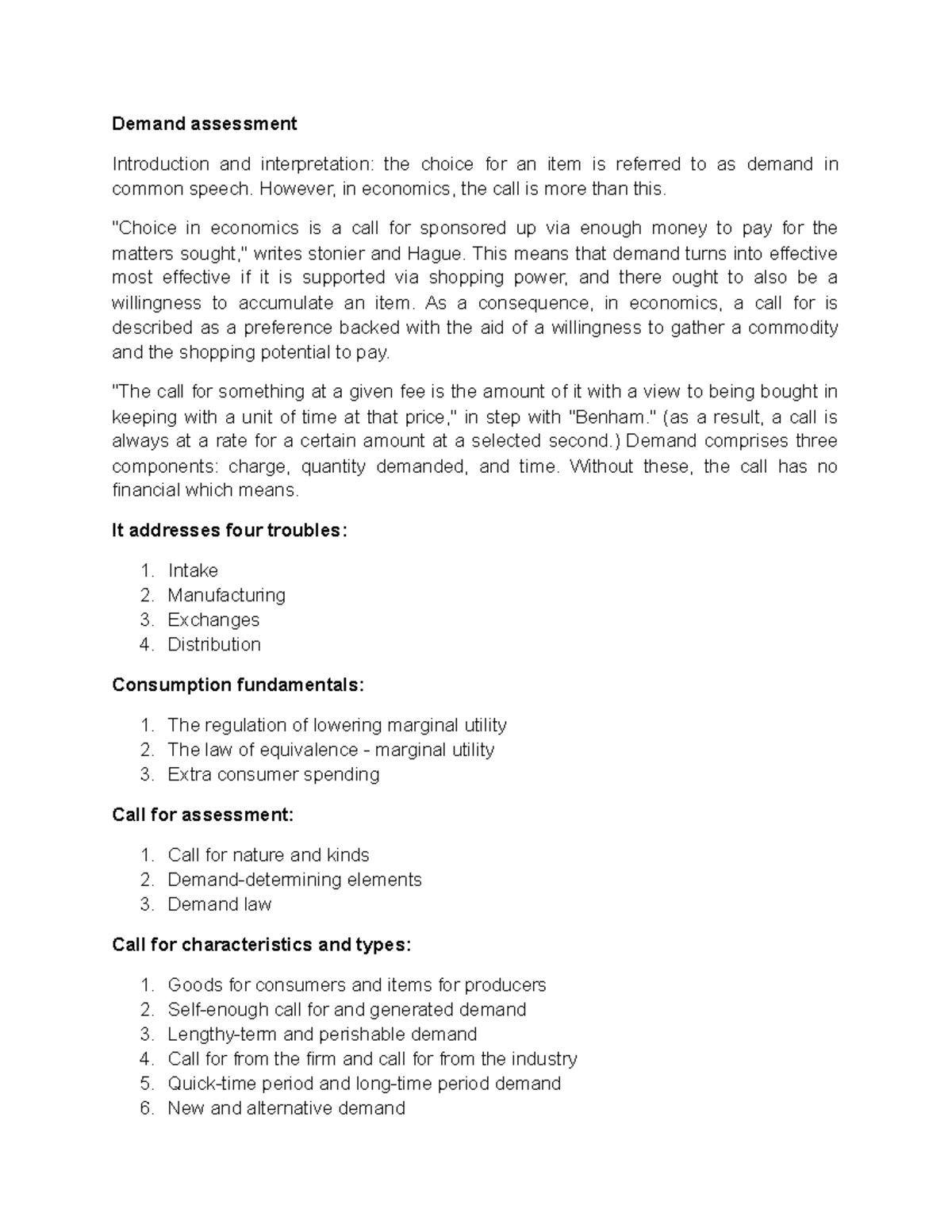 Demand assessment - Demand assessment Introduction and interpretation ...