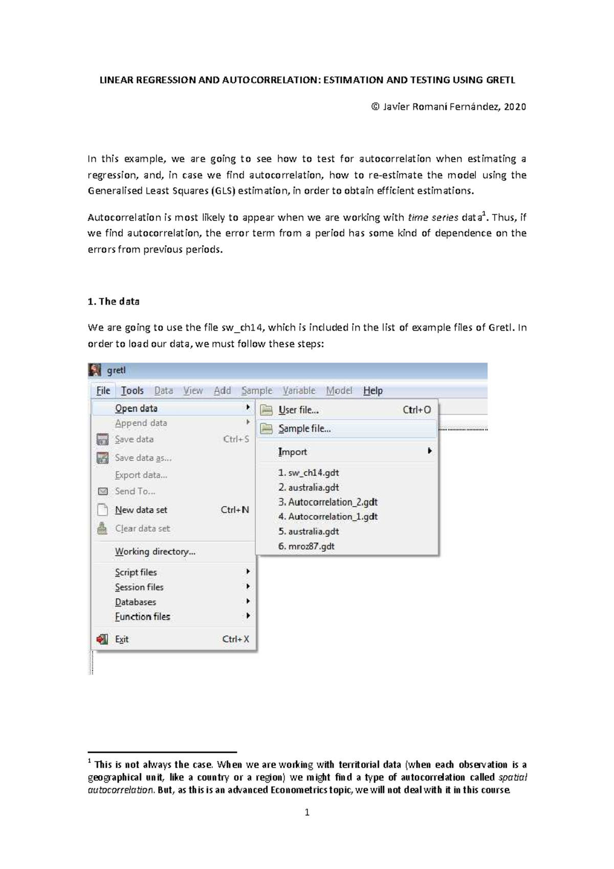 Linear Regression And Autocorrelation Linear Regression And Autocorrelation Estimation And