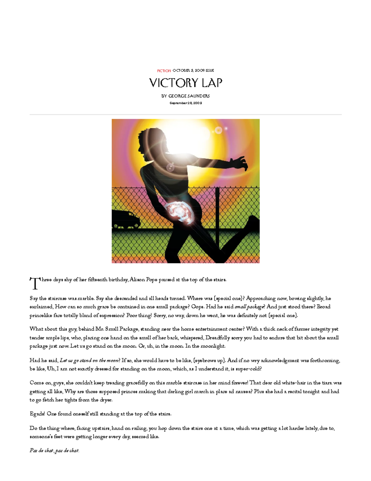 ENG 130 Required Reading Victory Lap - T Fiction October 5, 2009 Issue ...
