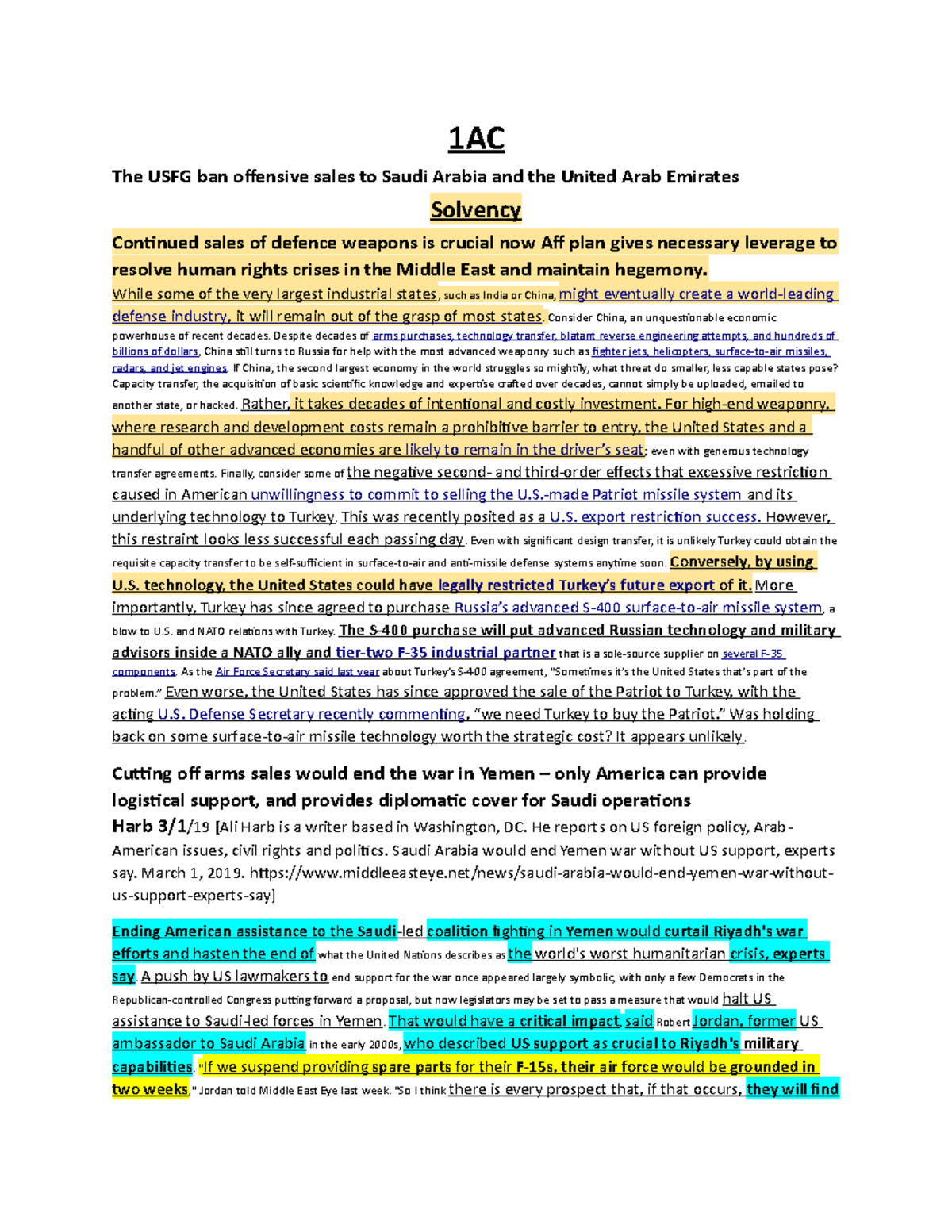 Power aff state - Affirmative case - 1AC The USFG ban offensive sales ...