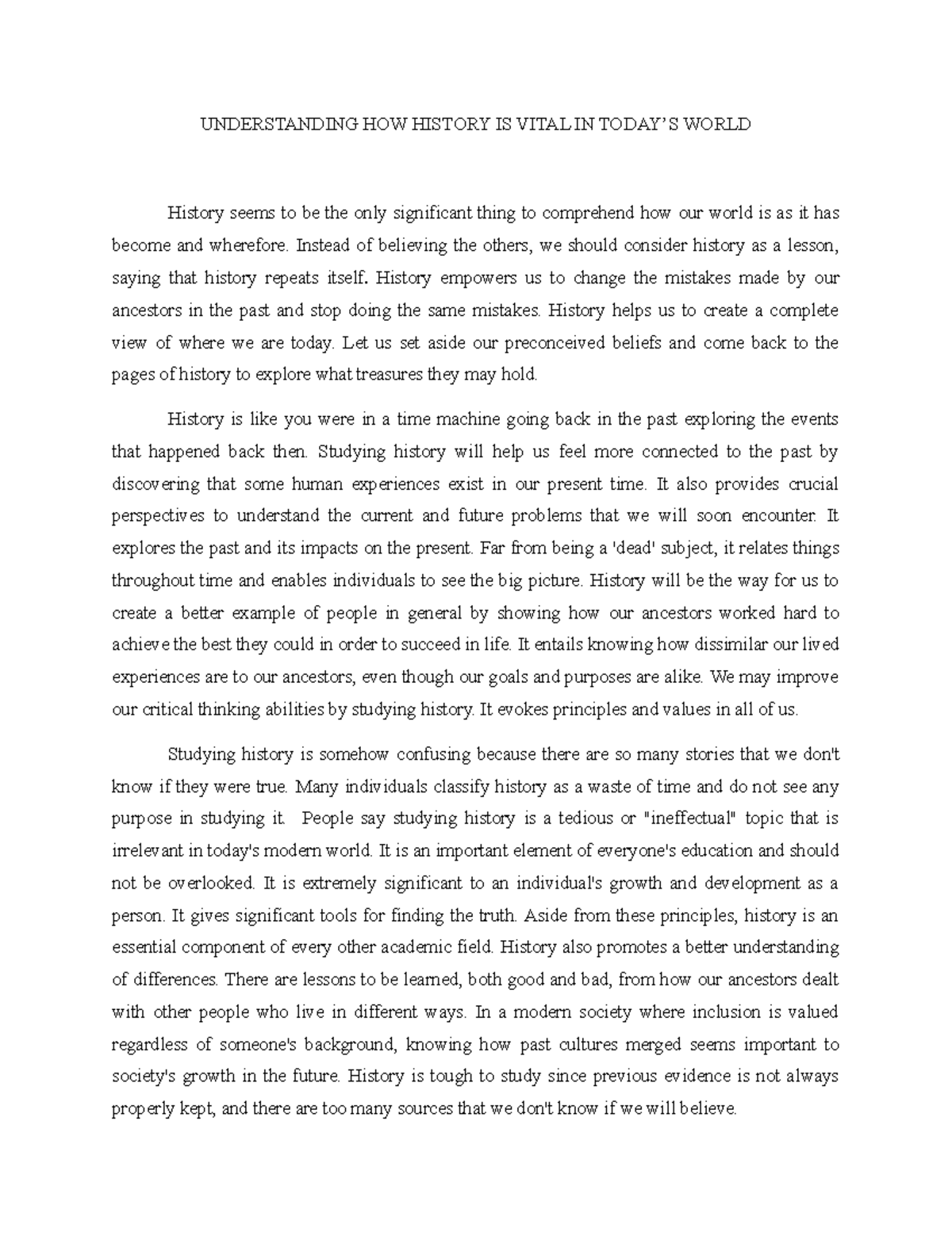 Understanding HOW History IS Vital IN Today’S World - UNDERSTANDING HOW ...