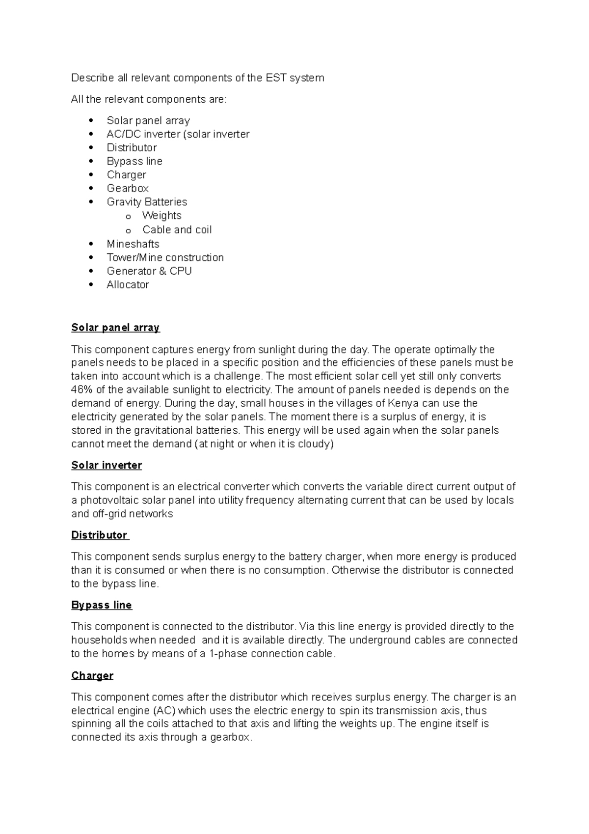 Describe all relevant components of the EST system - The operate ...