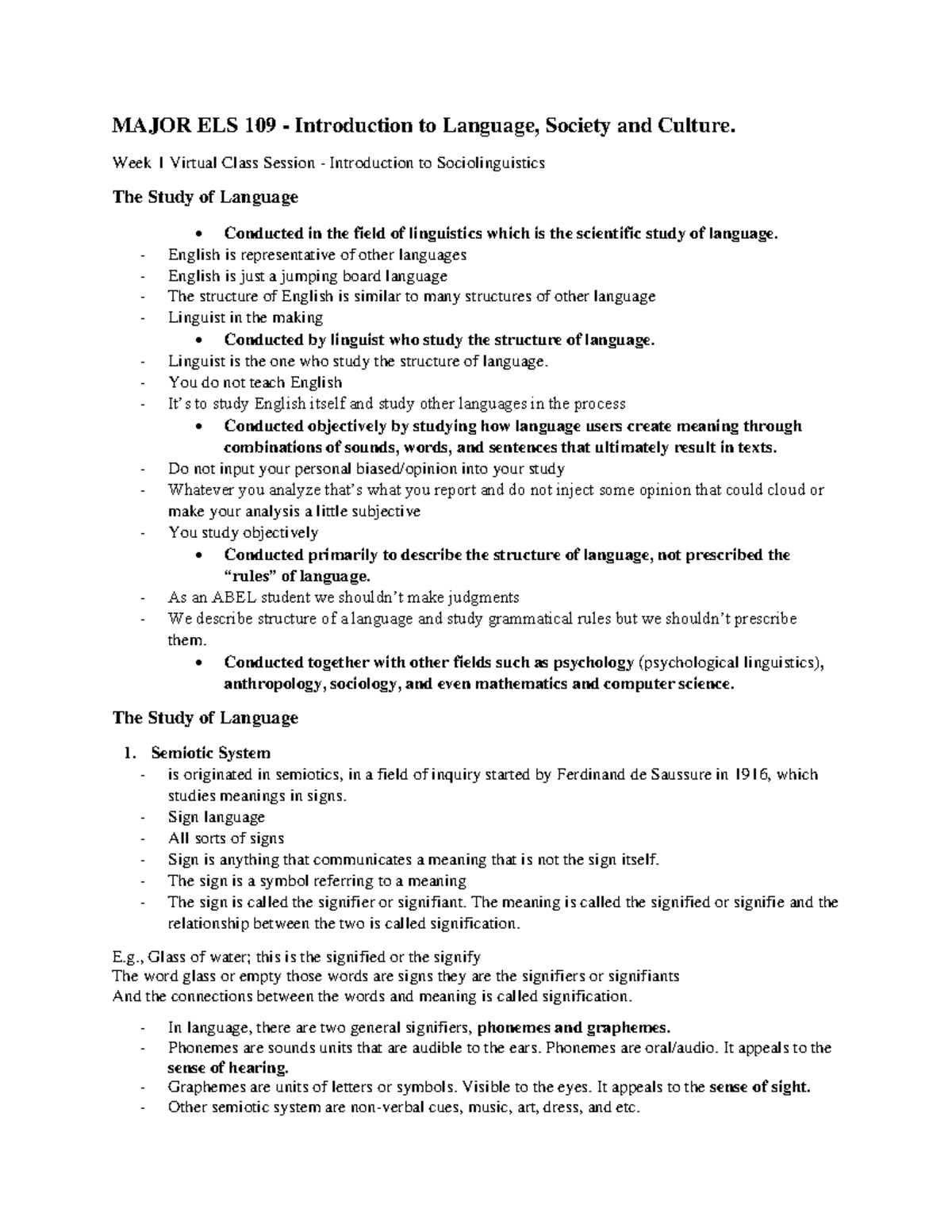 Introduction to Language, Society and Culture - Week 1 Virtual Class ...