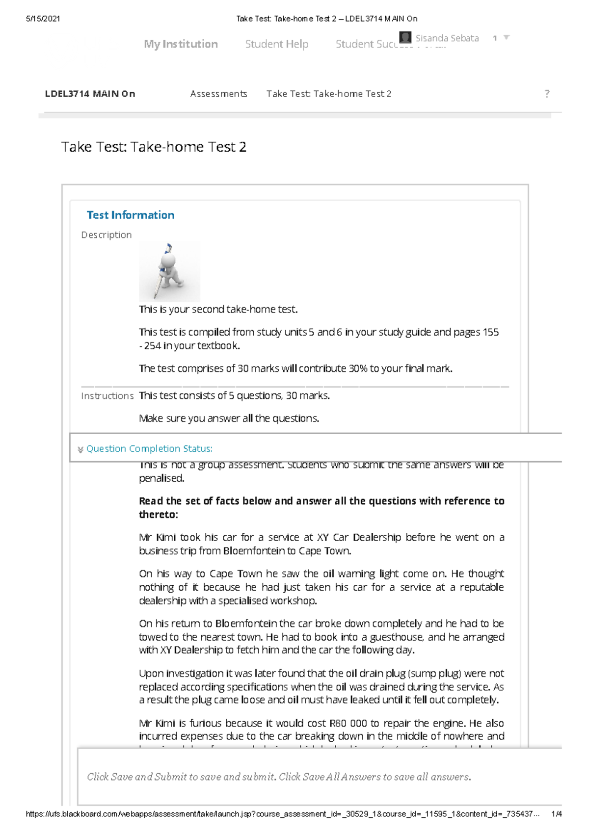 Take Test Take-home Test 2 – LDEL3714 MAIN On - LDEL3714 MAIN On ...
