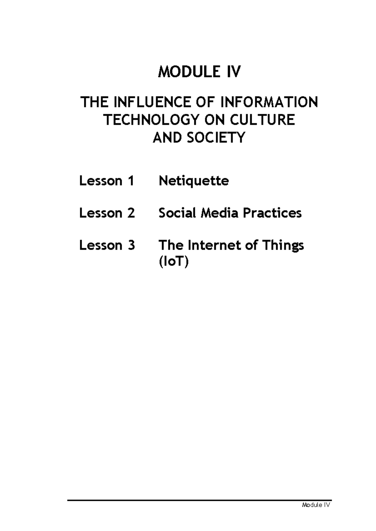 Lesson 10 Netiquette - MODULE IV THE INFLUENCE OF INFORMATION ...