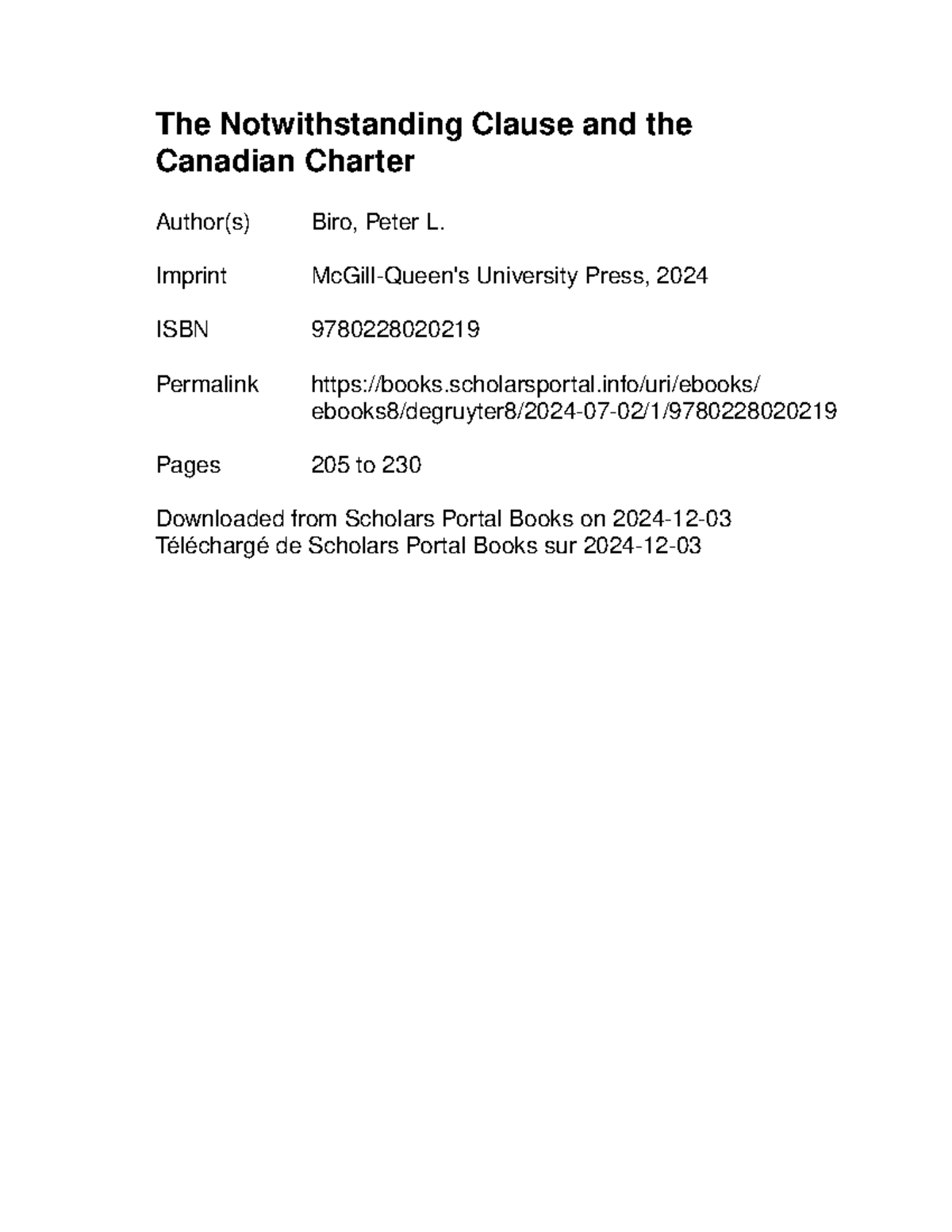 The Notwithstanding Clause and the Canad [Pages 205-230] [2024-12-03 ...