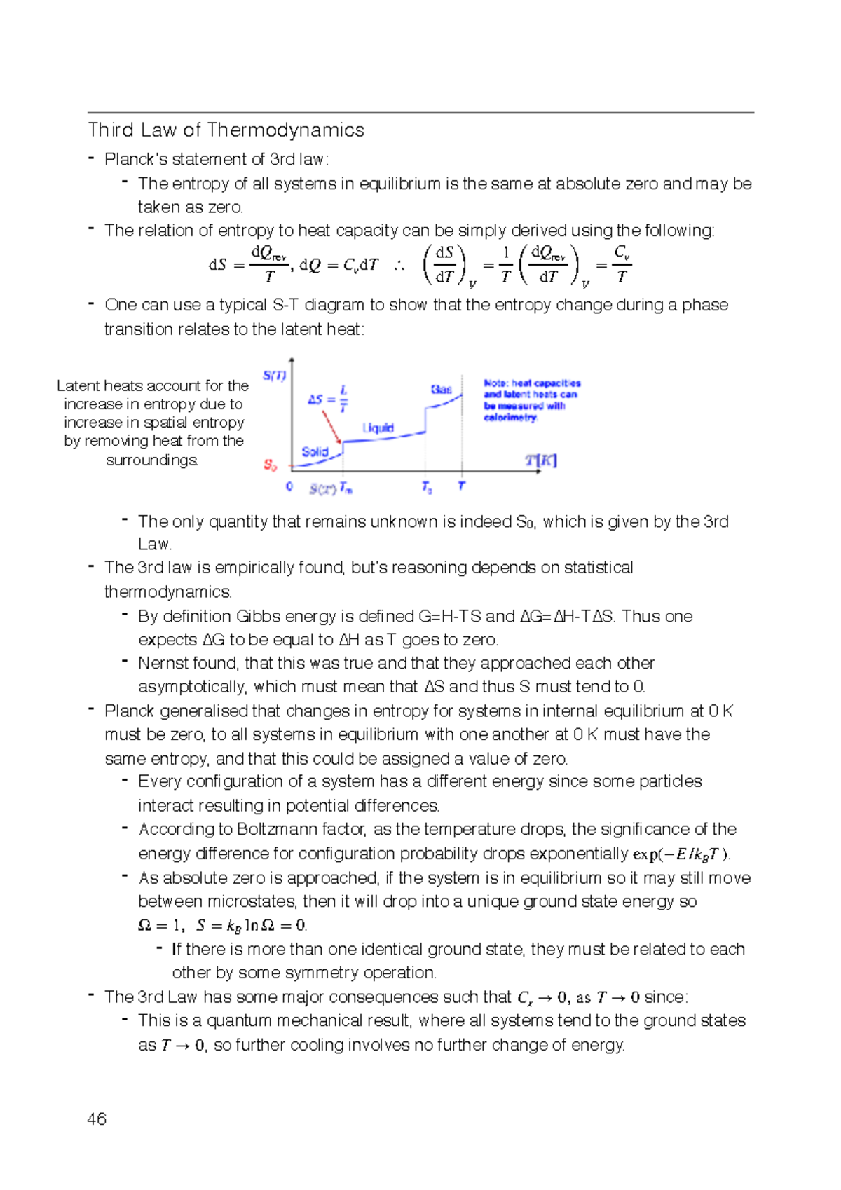 1B Natural Sciences - Physics B - Thermodynamics - Part 7 - Third Law ...