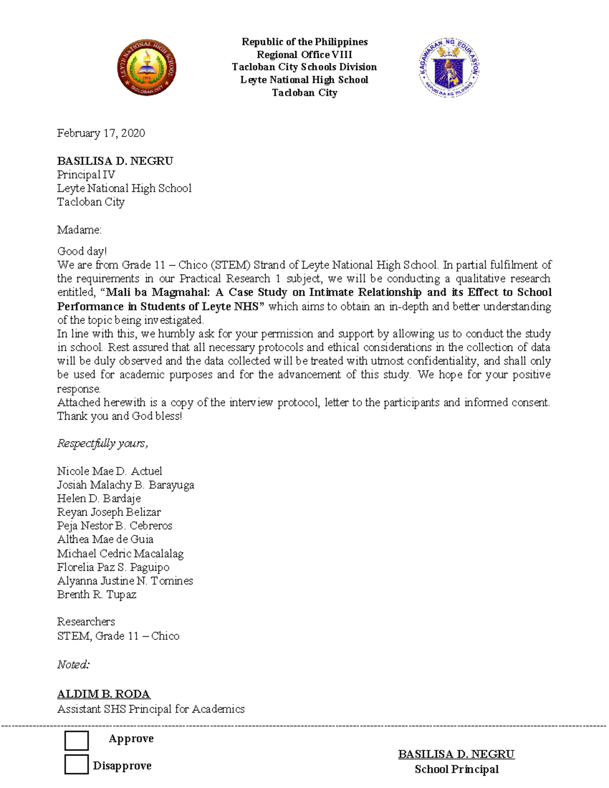 Letters PR2 - Republic of the Philippines Regional Office VIII Tacloban ...