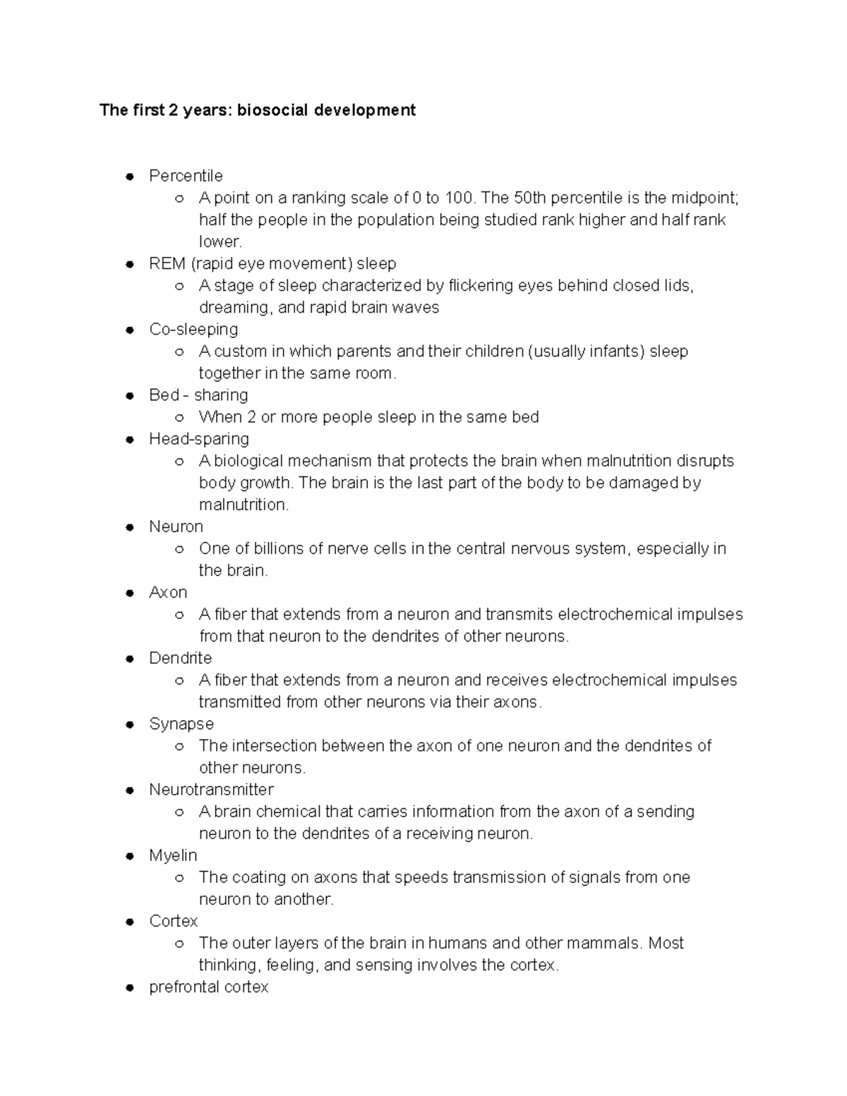 HDE100A - ch 5 - chapter notes - The first 2 years: biosocial ...
