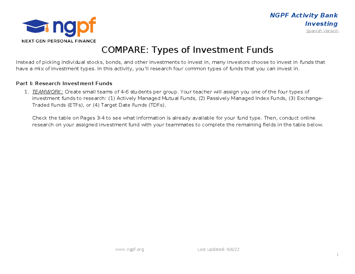 Types+of+Investment+Funds+Group+Project - NGPF Activity Bank Investing ...
