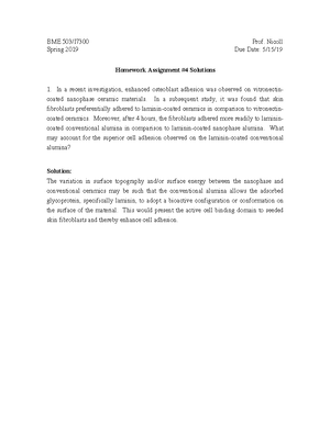 Homework 3 solutions - BME 503/I7300 Prof. Nicoll Spring 2019 Due 4/10 ...