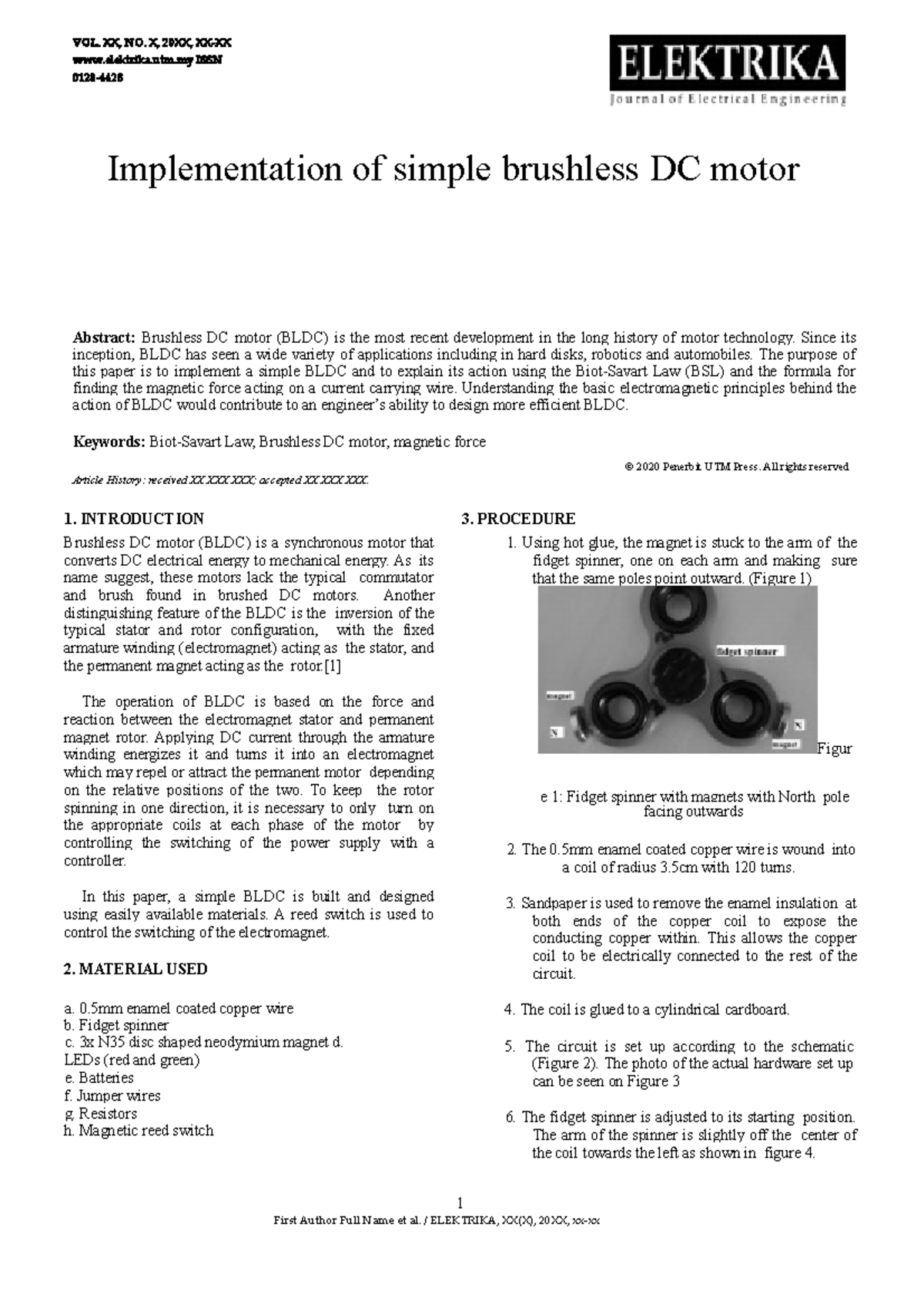 Brushless DC motor report - VOL. XX, NO. X, 20 XX, XX-XX elektrika.utm ...