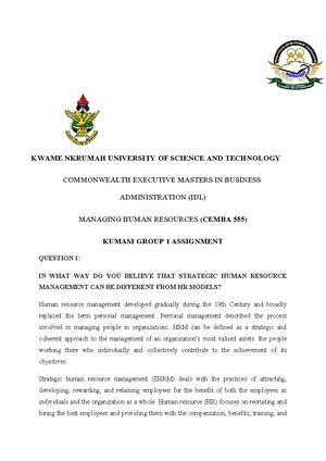 Employment Practice Group Assignment - KWAME NKRUMAH UNIVERSITY OF ...