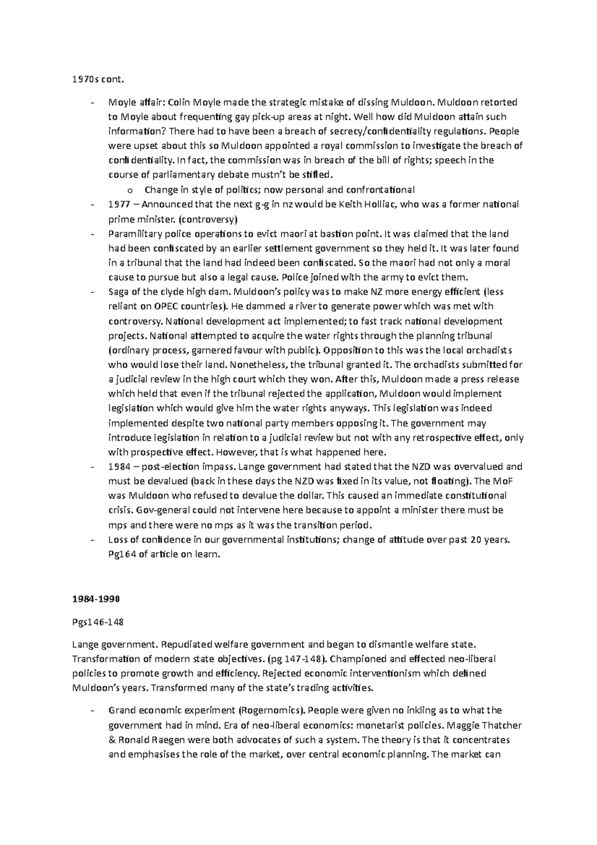 2.2 - 70s & 80s (muldoon gov) - 1970s cont. Moyle affair: Colin Moyle ...