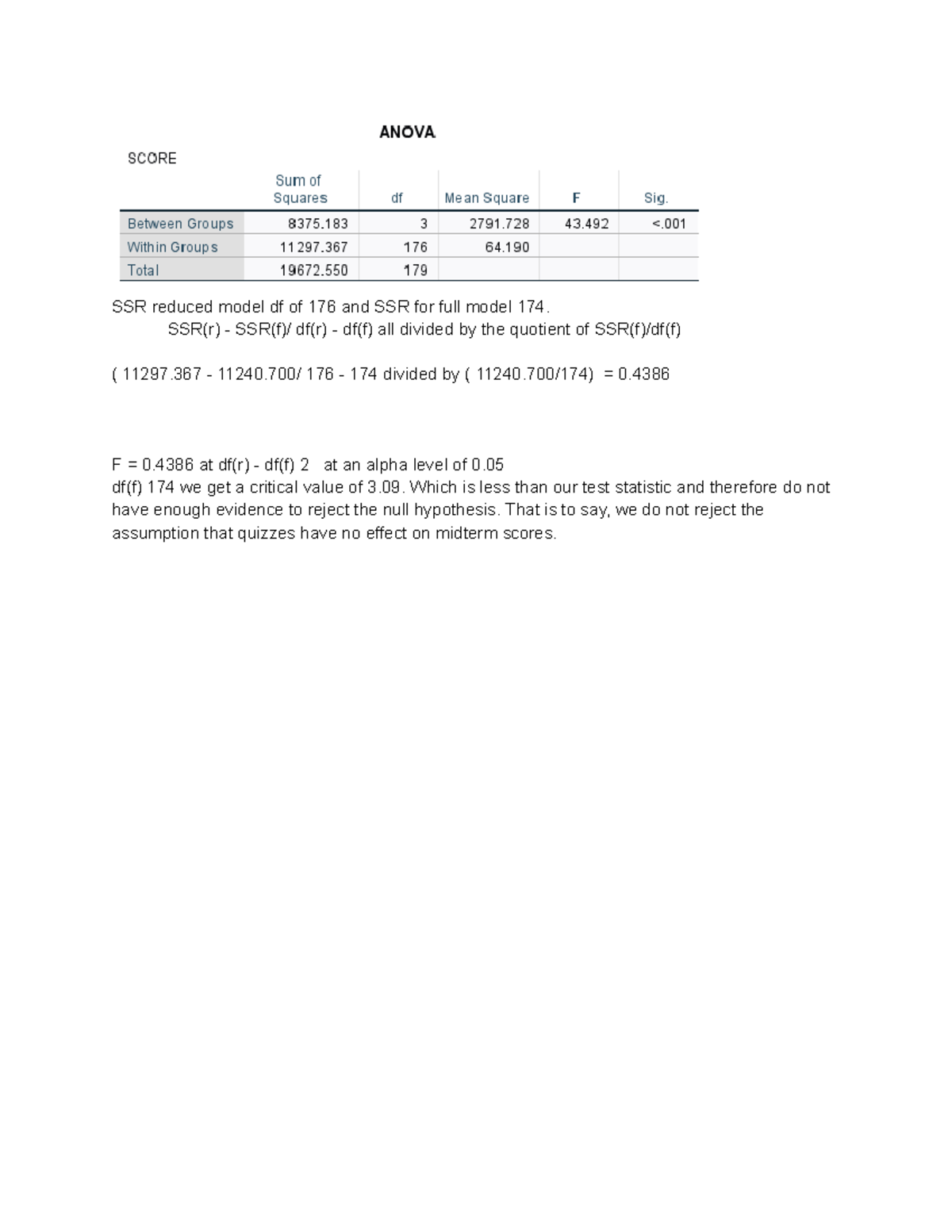 Lab 2 Q6 - lab - Stat252 - SSR reduced model df of 176 and SSR for full model 174. SSR(r) - SSR ...