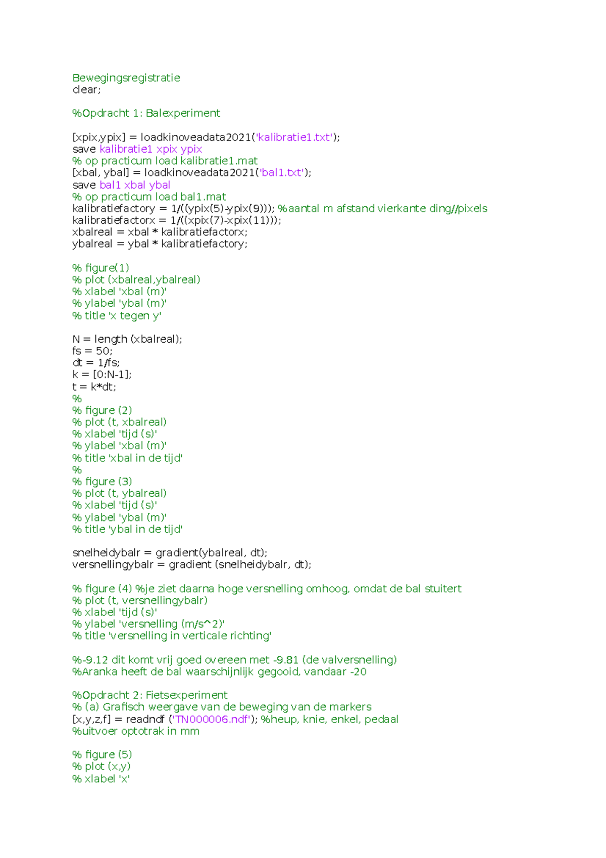 BR code - Code voor bewegingsregistratie uitwerking ...