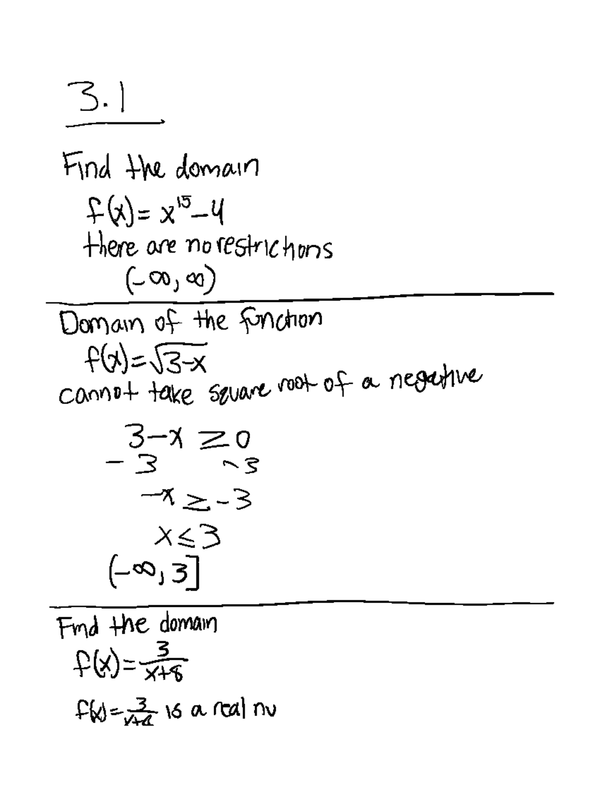 Note Nov 11, 2022 3.1 notes - I Find the domain f x x Y there are no ...