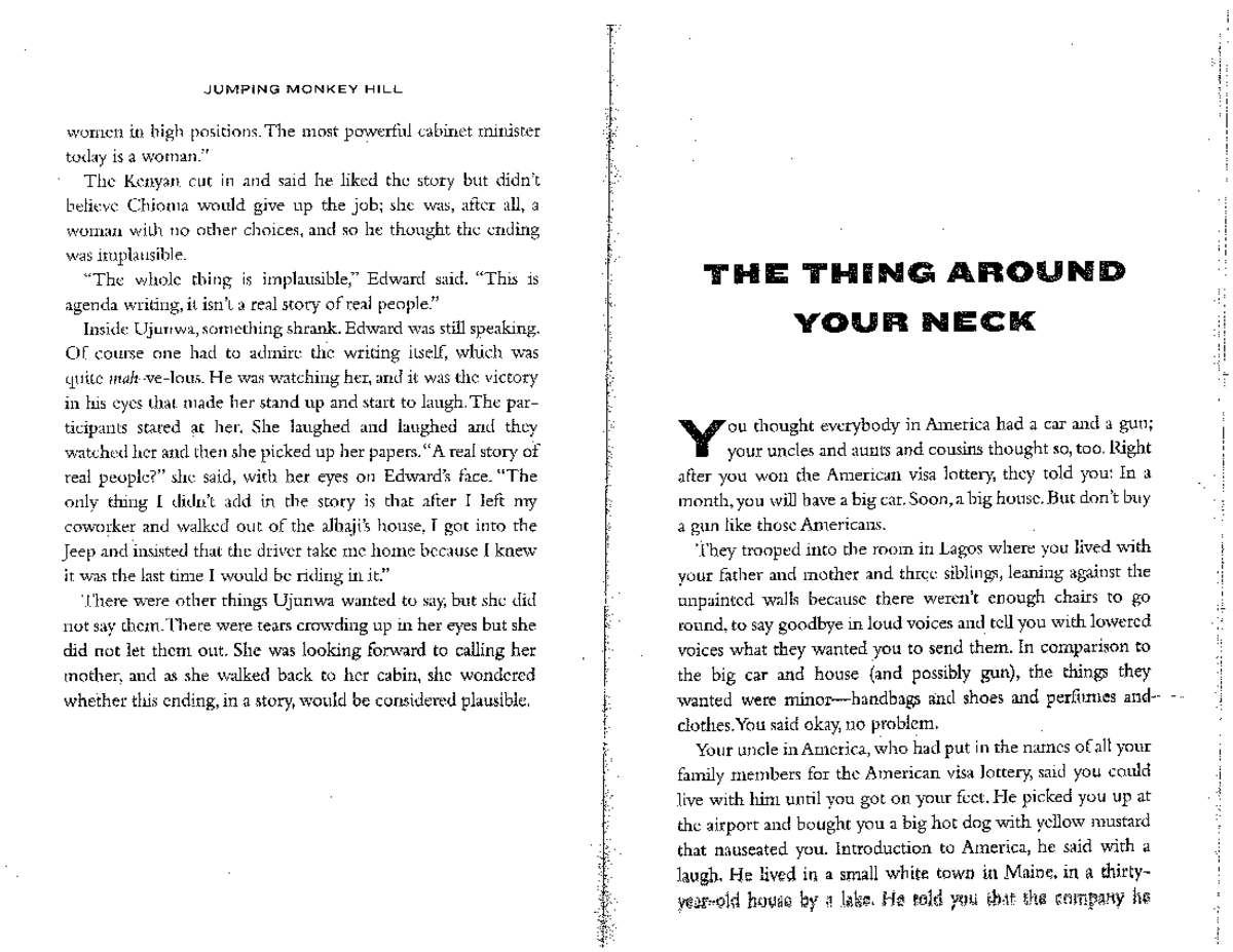Short story the thing around your neck - JUMPING MONKEY HILL women in ...