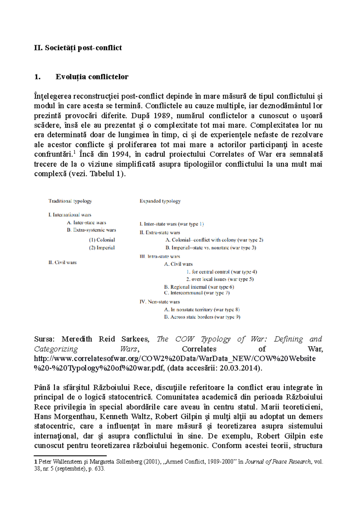 Cap 2 final - Post Conflict Reconstruction - II. 1. conflictelor ...