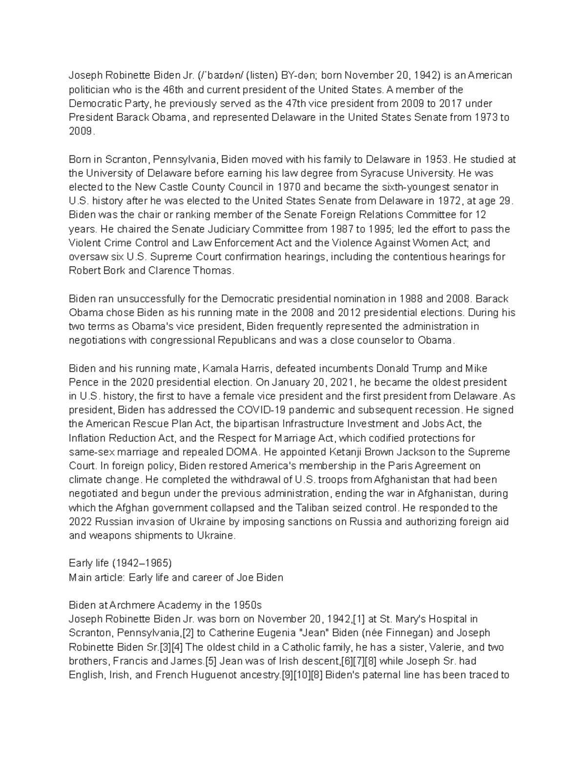 Joseph Robinette Biden Jr - (/ˈbaɪdən/ (listen) BY-dən; born November ...