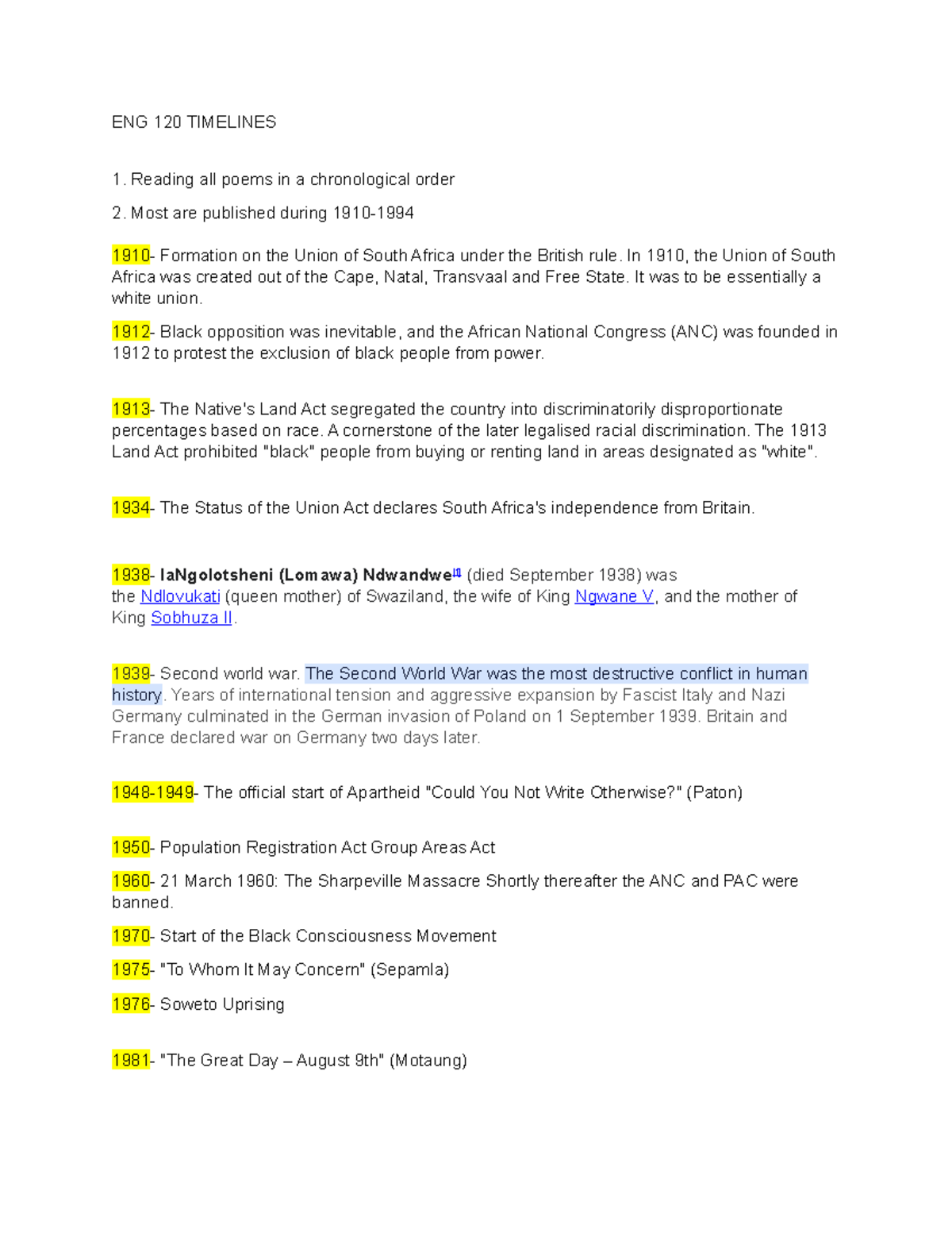 ENG 120 Poetry - ... - ENG 120 TIMELINES Reading all poems in a ...