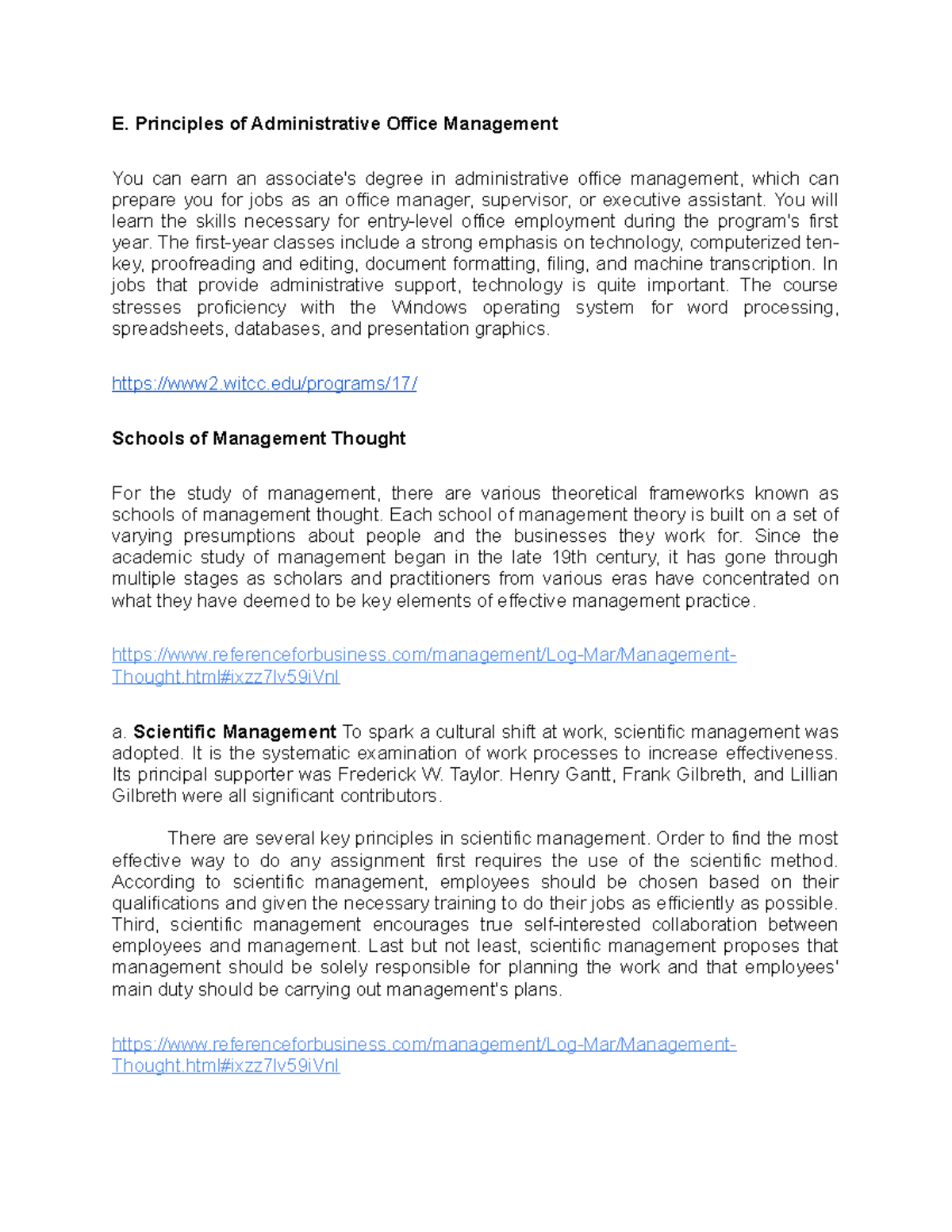 Written Report - E. Principles of Administrative Office Management You ...
