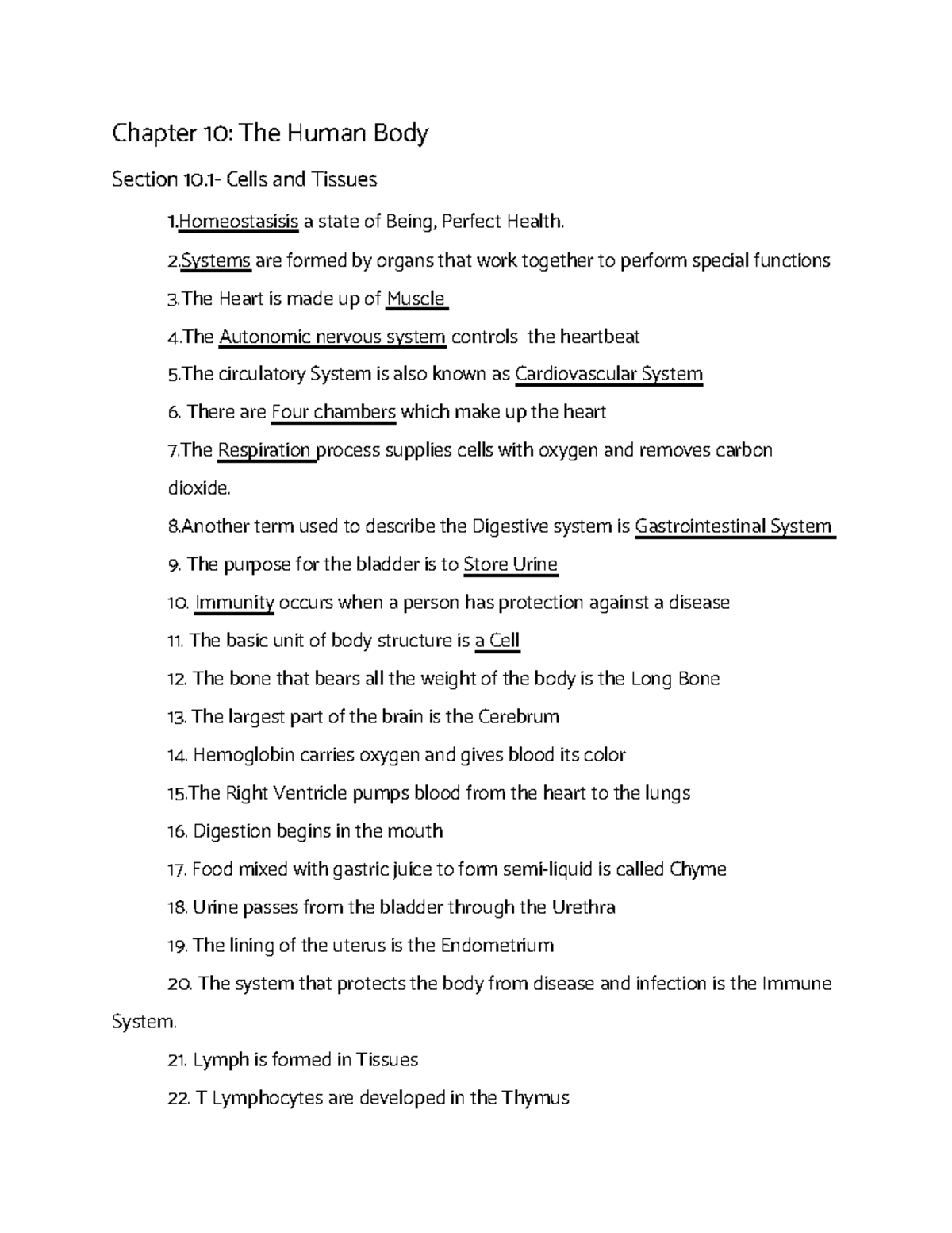 Chapter 10 The Human Body - Chapter 10: The Human Body Section 10 ...