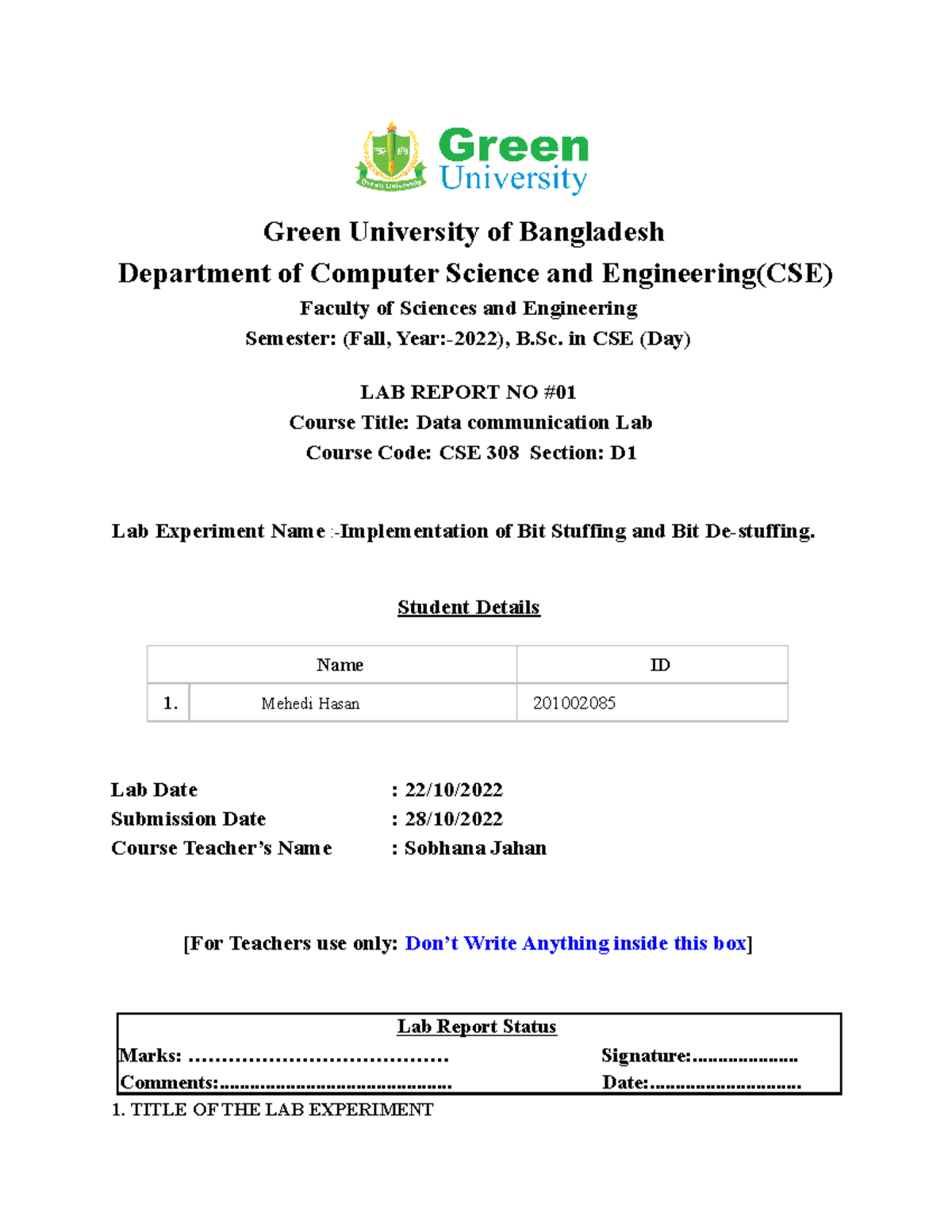 Mehedi 2010 02085 - good - Green University of Bangladesh Department of Computer Science and ...