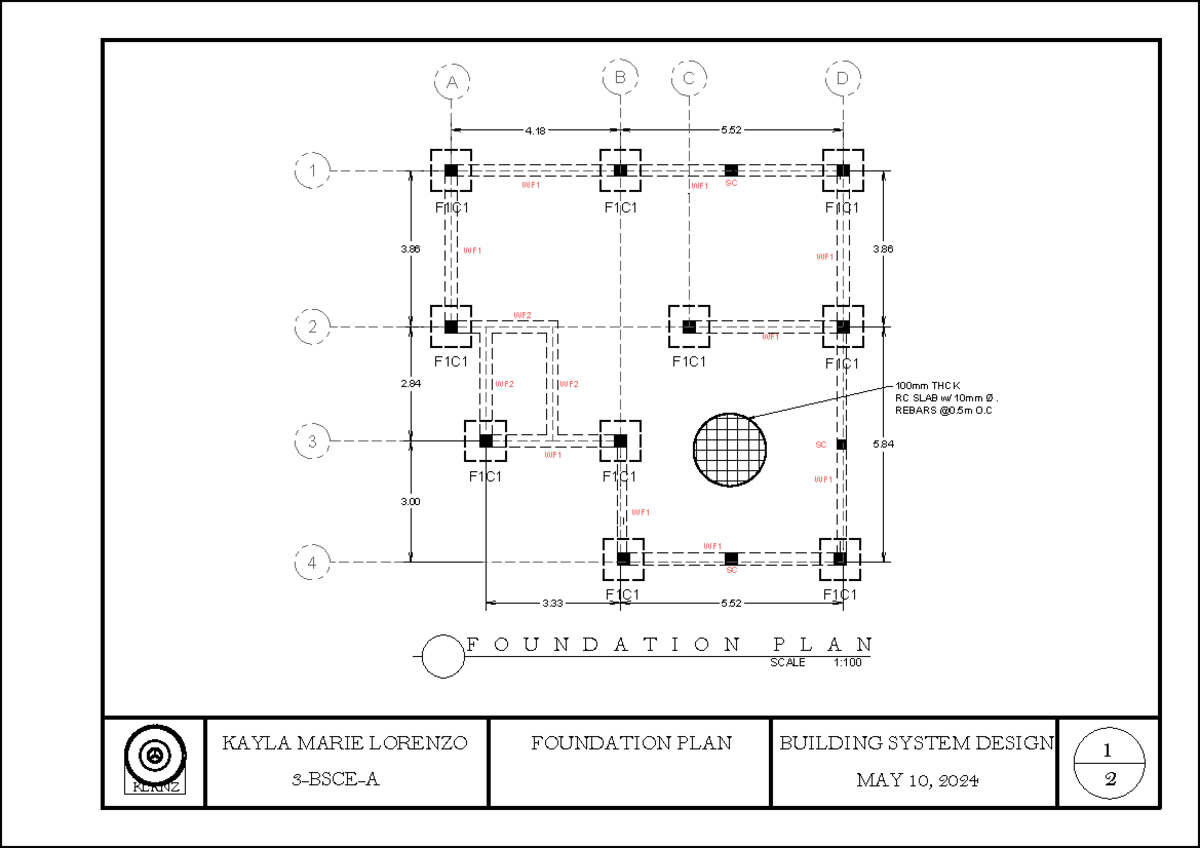 BSD Foundation ROOF Framing PLAN - 3 5. 5. 3. 4 5. 3. A B C D 1 2 3 4 3 ...