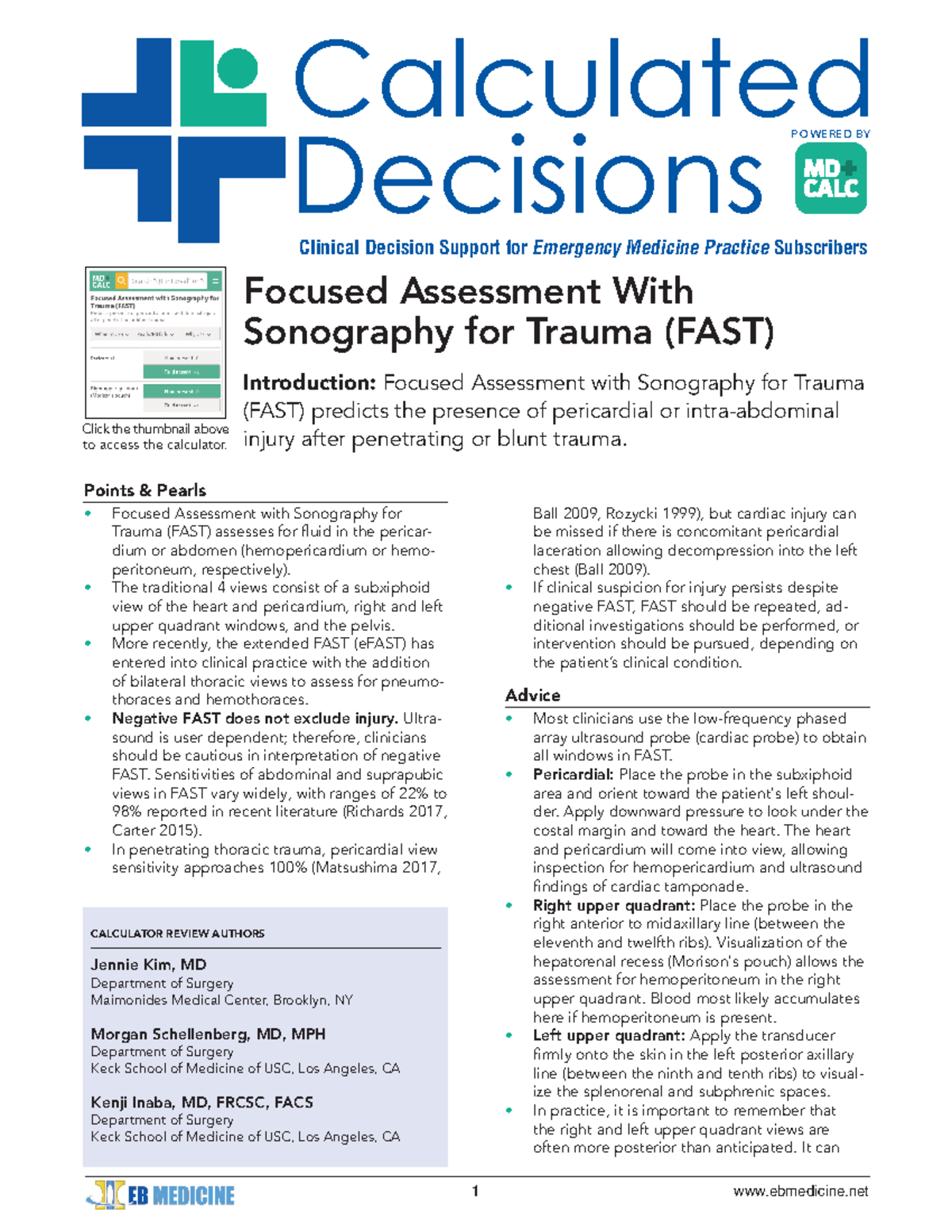 Calculated Decisions E0316 FAST - 1 ebmedicine CALCULATOR REVIEW ...