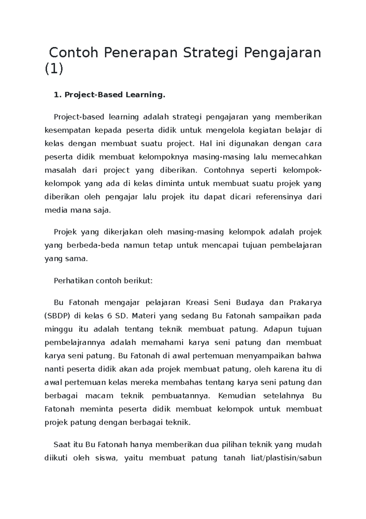 Contoh dalam Strategi Pengajaran Problem Based Learning - Contoh ...