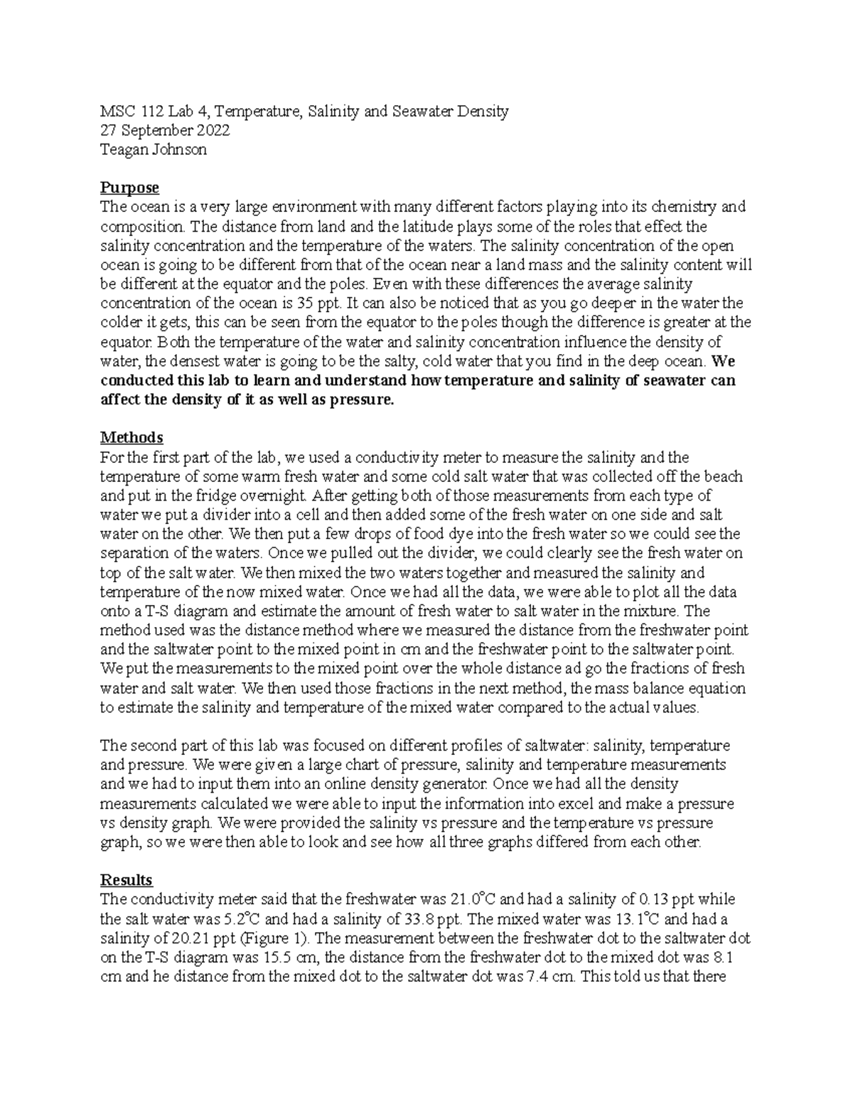Temperature, Salinity and Seawater Density - The distance from land and ...