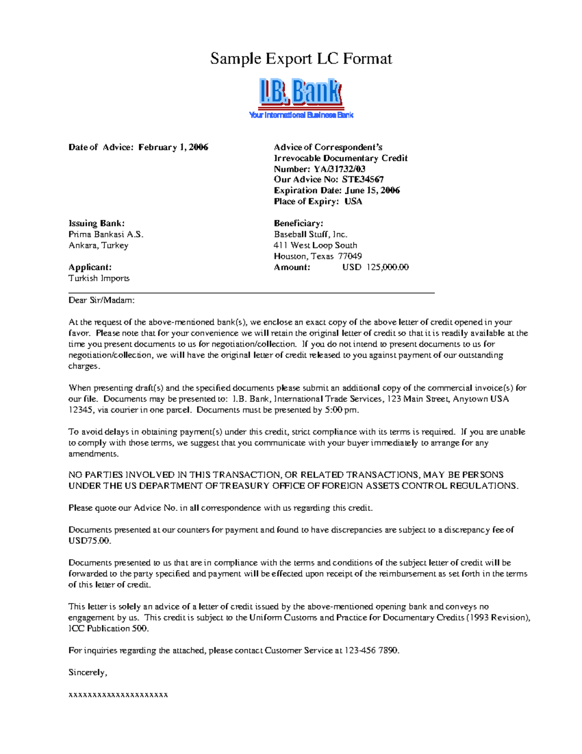 Sample LC cho bài tập thanh toán quốc tế - Sample Export LC Format Your ...