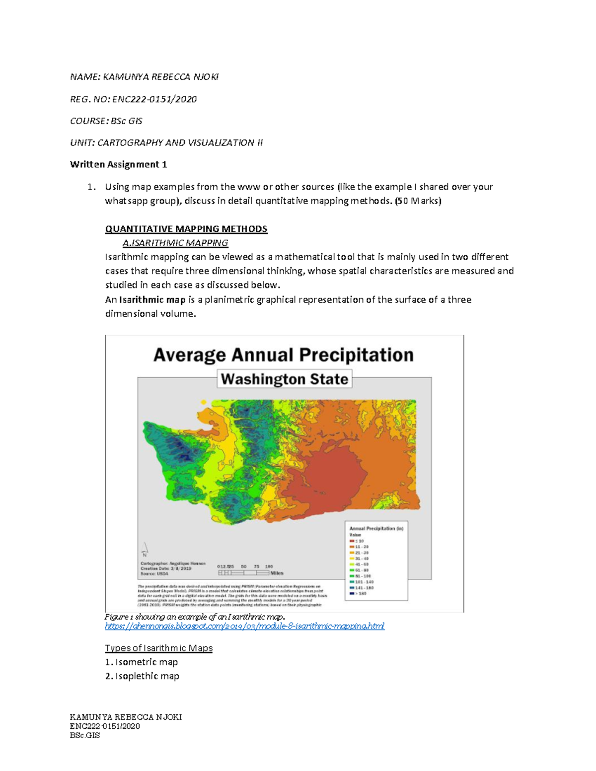 Cartoii Assign - Notes on Isoplethic, Isarithmic, choropleth, bivariate ...