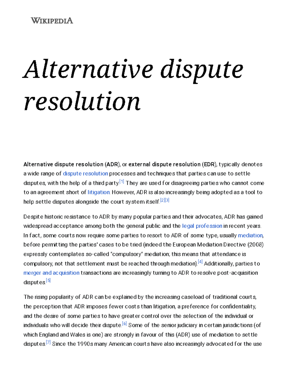 Alternative dispute resolution - Wikipedia - Alternative dispute ...