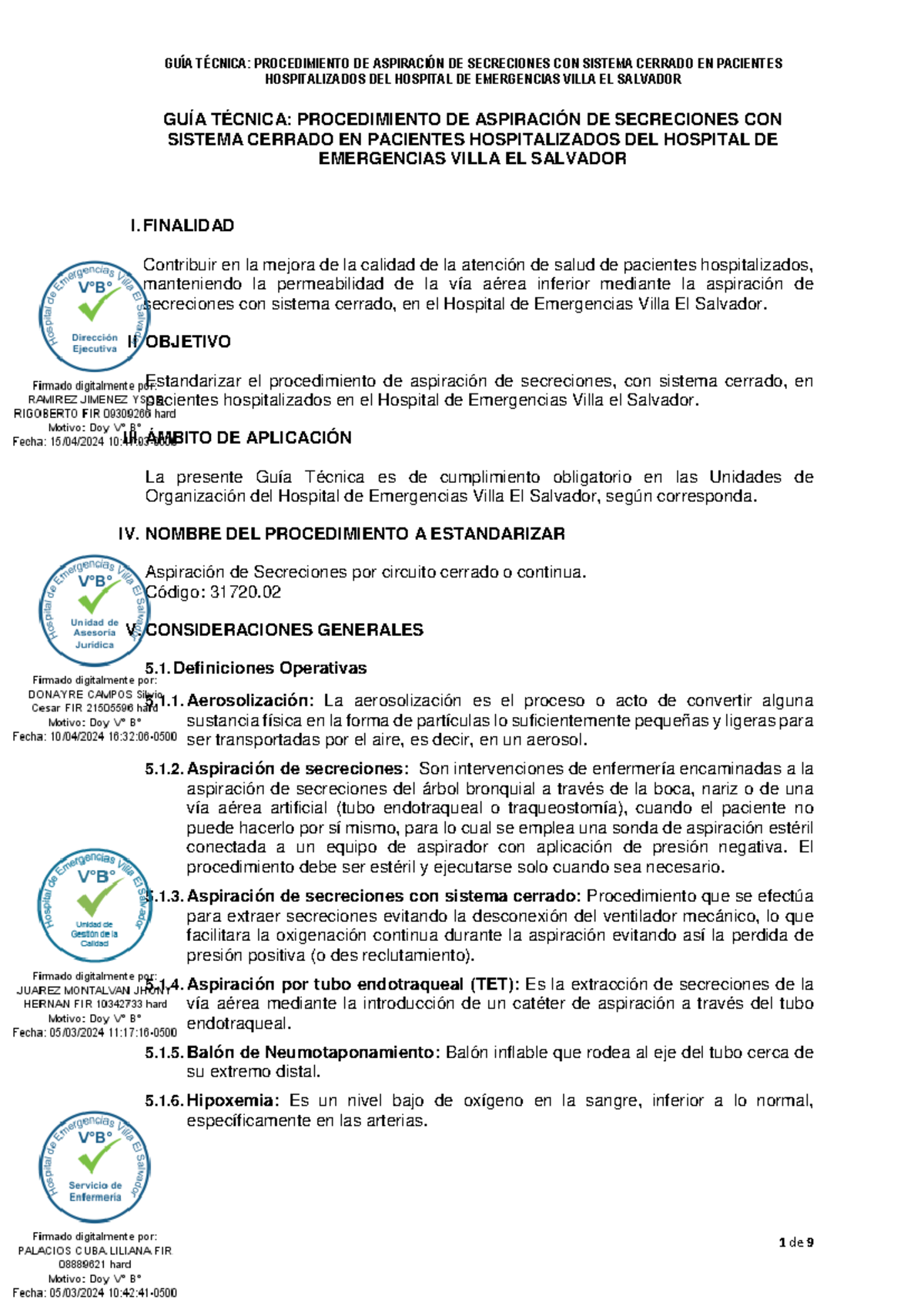 2.- GUIA Tecnica DE Aspiracion DE Secreciones Hospital Villa EL ... 2.- GUIA Tecnica DE Aspiracion DE Secreciones Hospital Villa EL ...