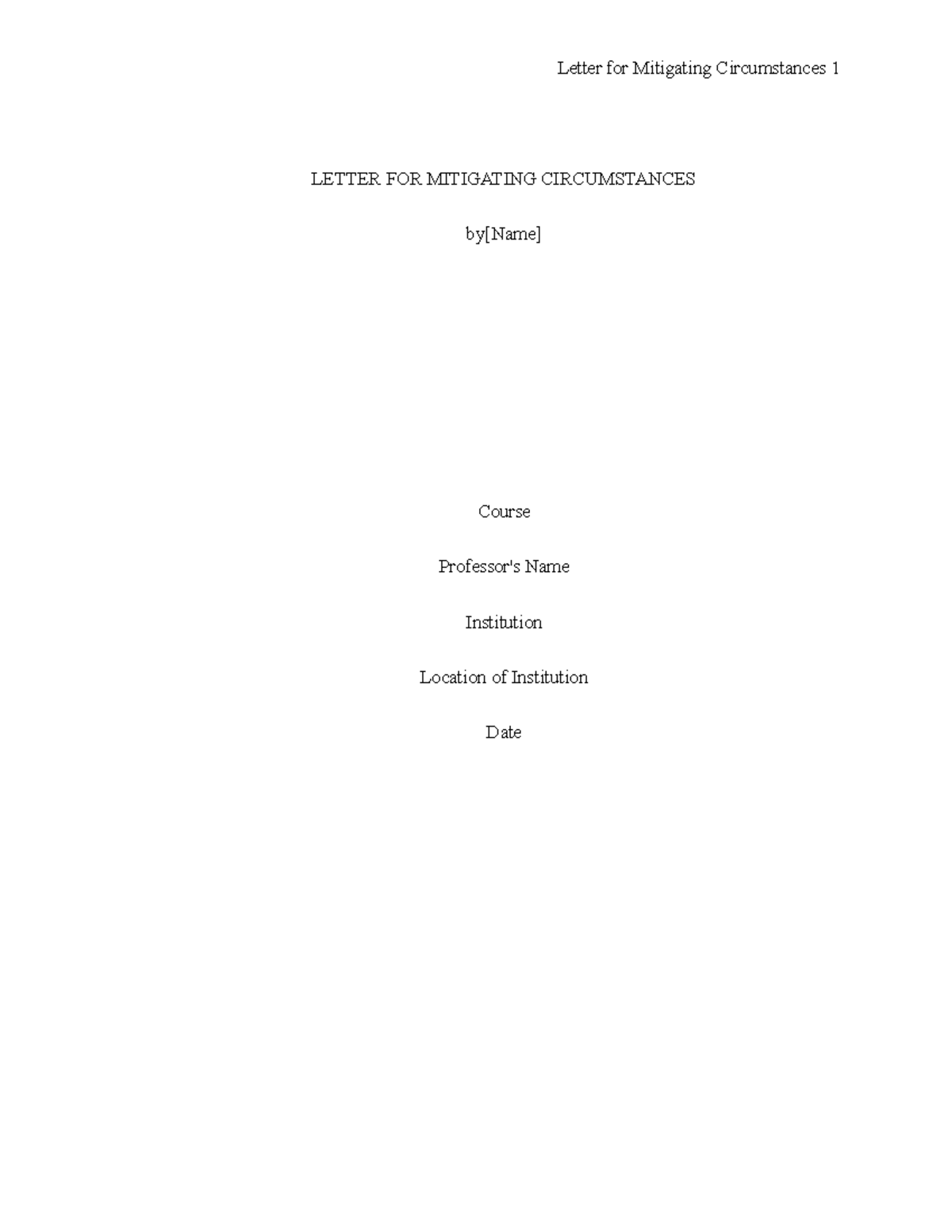 Business Management and Leadership - Letter for Mitigating ...