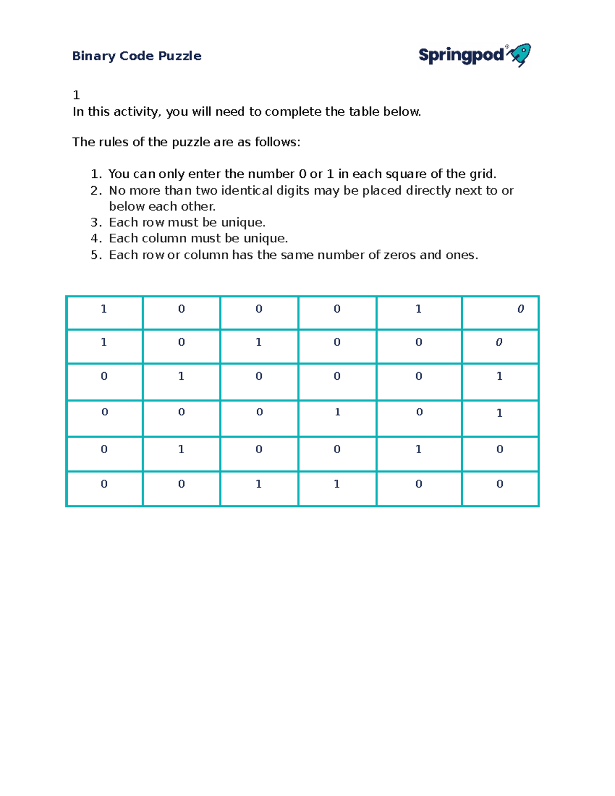 37Activity Binary Code Puzzle-210504-125949 - Binary Code Puzzle 1 In ...
