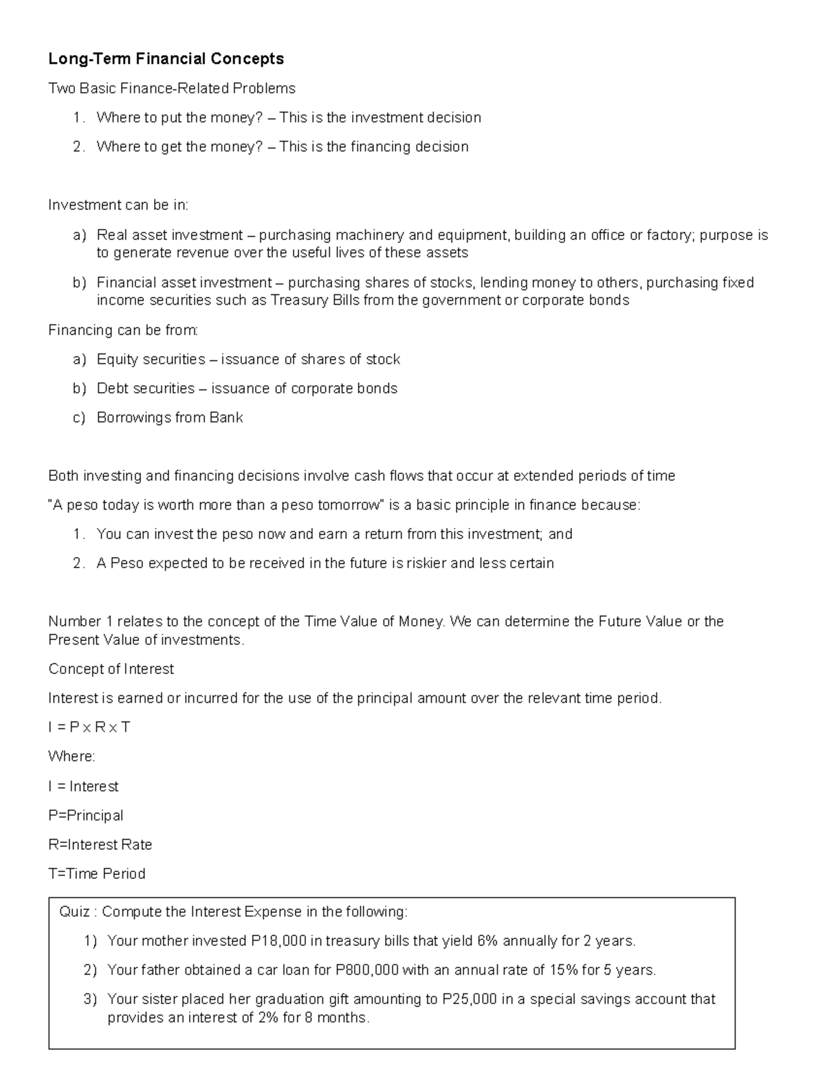 Long-Term Financial Concepts - Where to put the money? – This is the ...