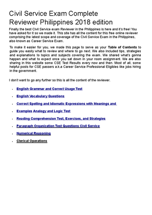 Civil Service Exam Complete Reviewer Philippines 2017 - Civil Service ...