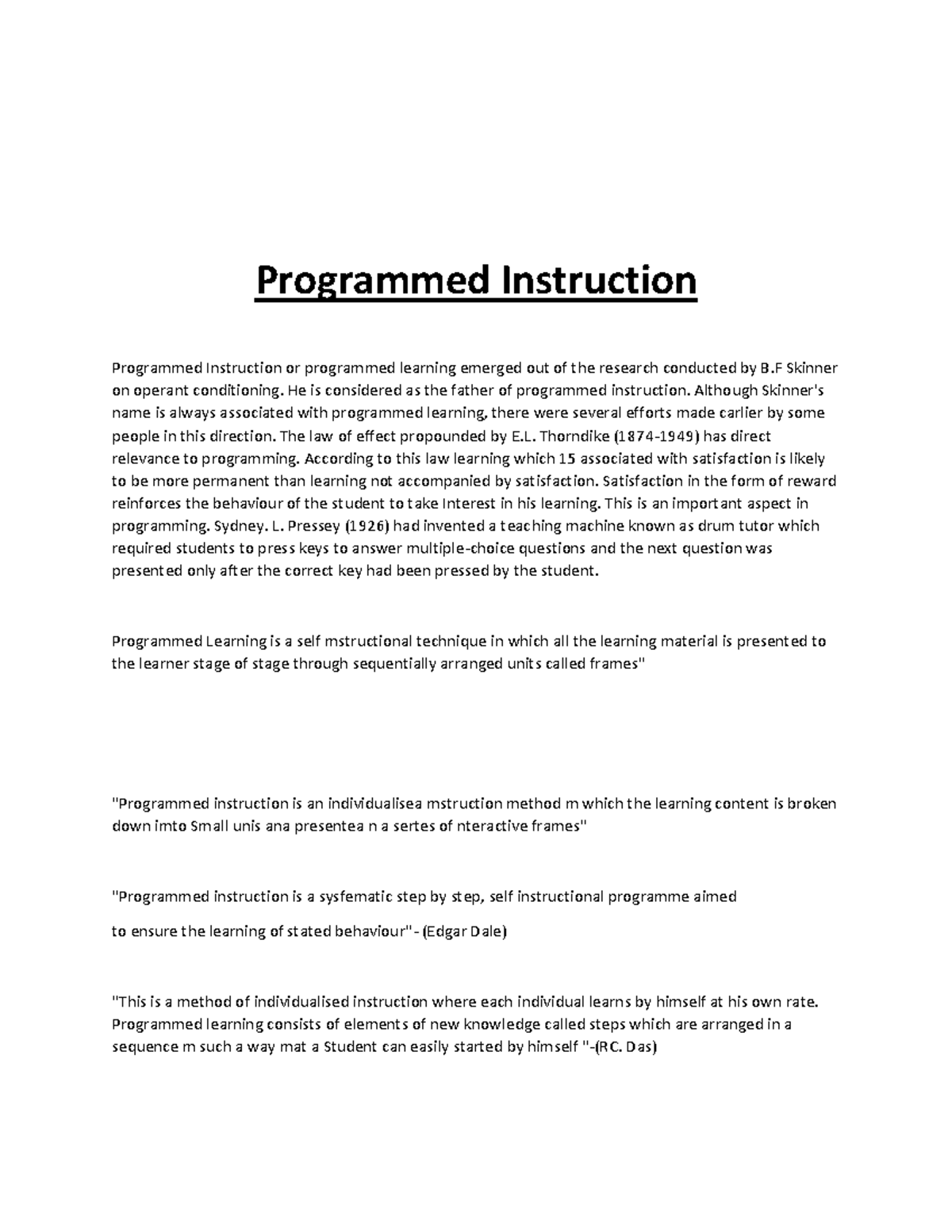 Programmed Instruction - Programmed Instruction Programmed Instruction ...