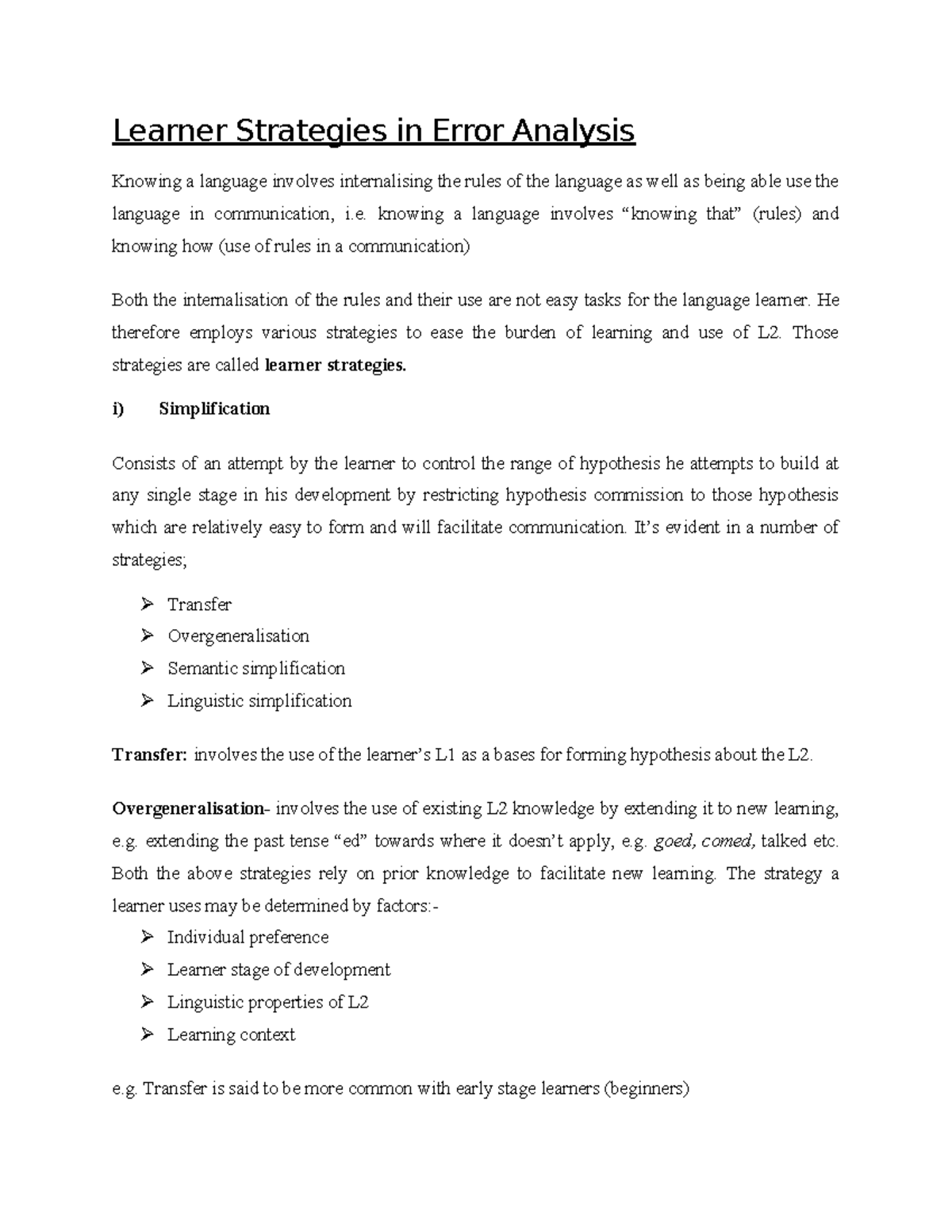 Learner Strategies in Error Analysis - Learner Strategies in Error ...