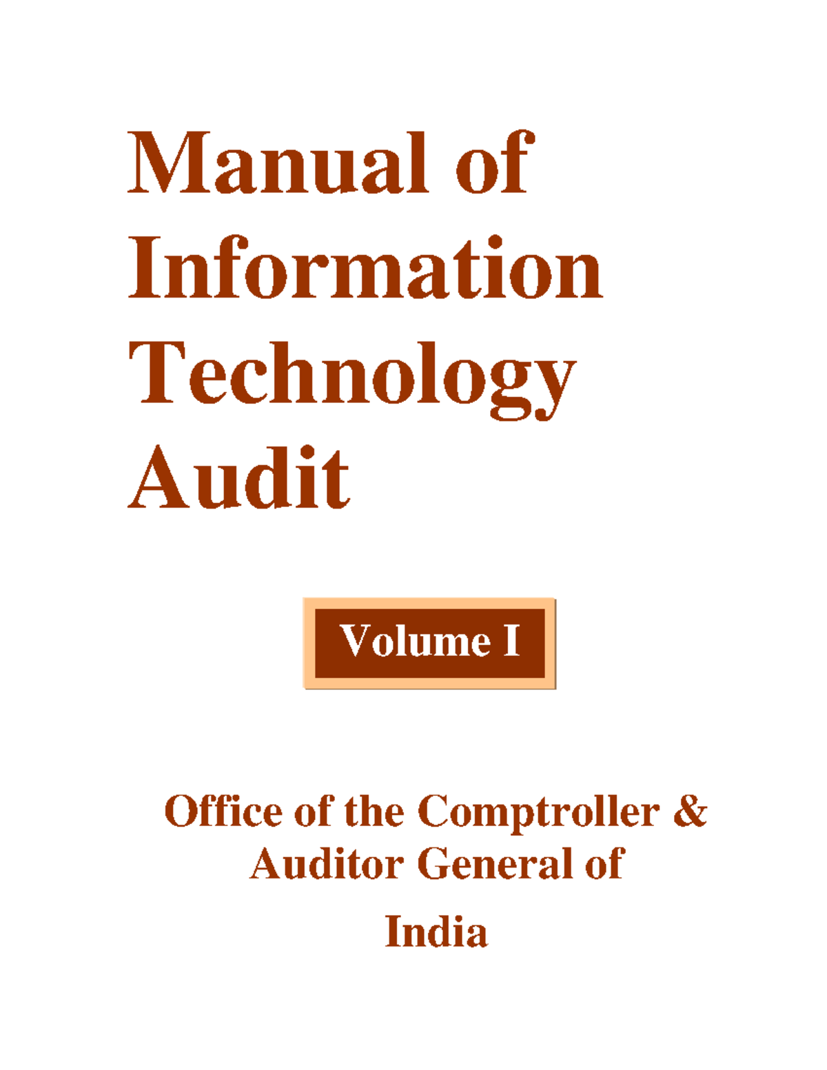 ITAM Vol I - IT Audit Man - Manual of Information Technology Audit ...