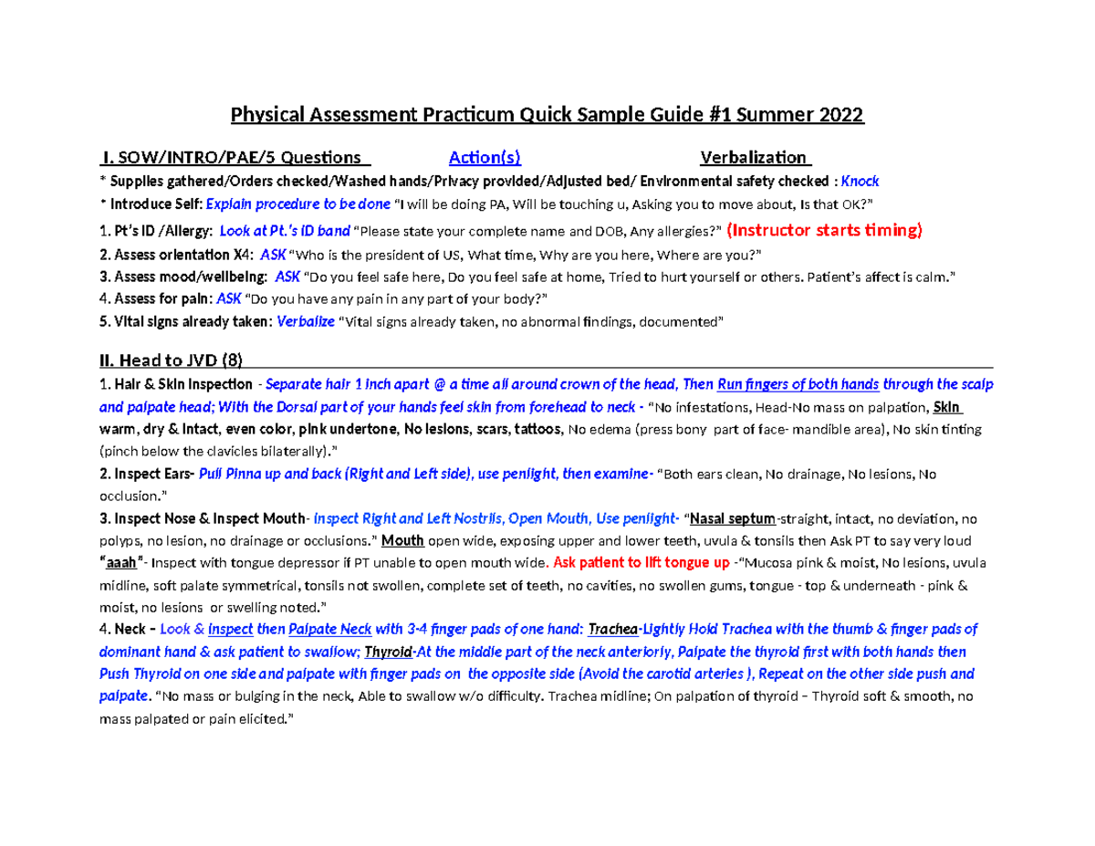 N190 +Practicum++Physical+Assessment+Sample+Guide+#1 Updated+082022 ...