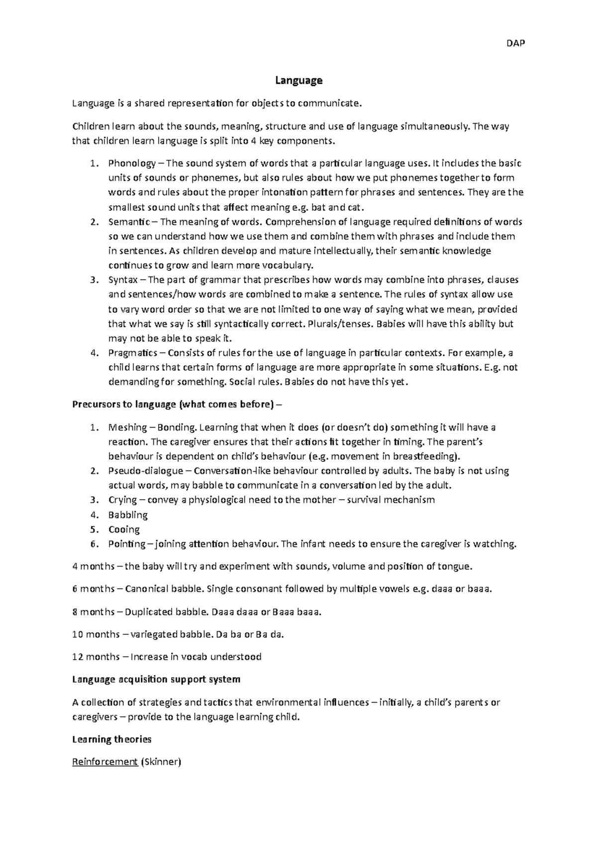 Language - development - Language Language is a shared representation ...