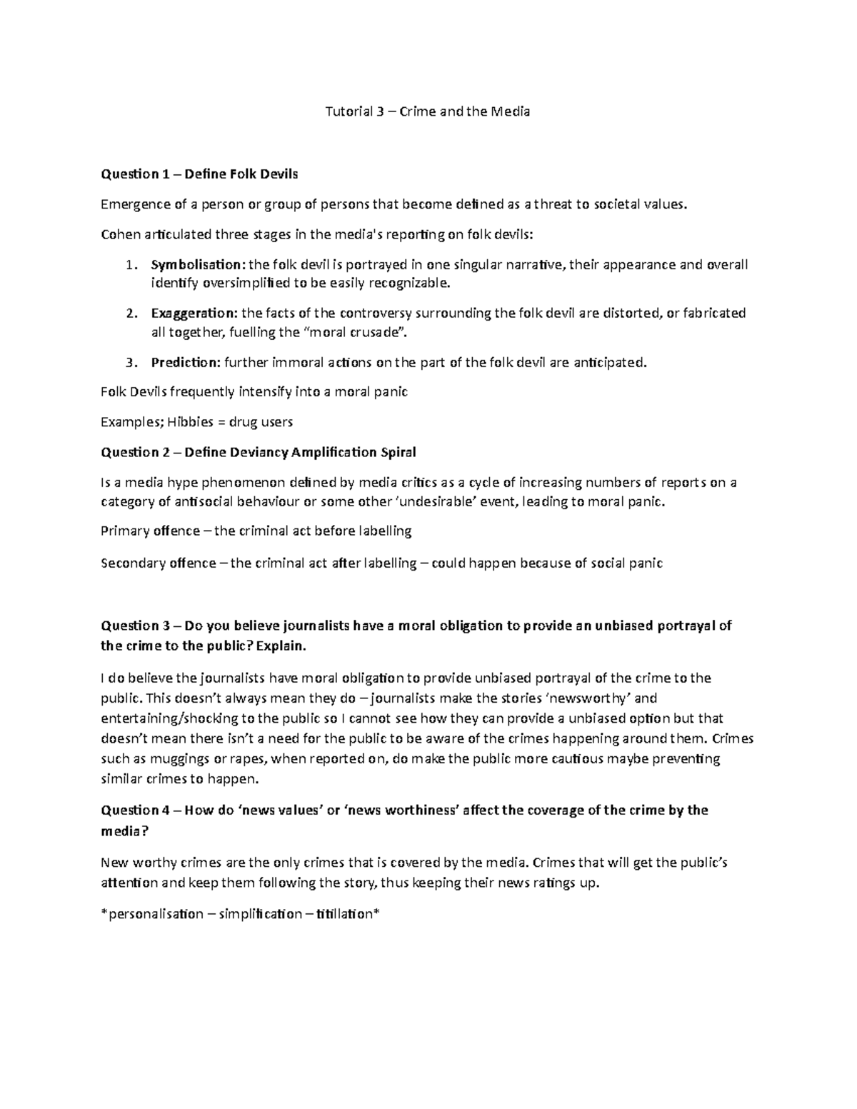 Tutorial 3 Crime and the Media - Tutorial 3 – Crime and the Media ...