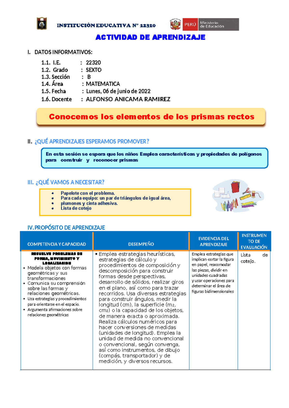 D1 A1 Sesión Conocemos los elementos de los prismas rectos - ACTIVIDAD ...